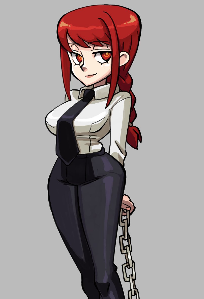 The Big ImageBoard (TBIB) - 1girl arms behind back black necktie black pants braid braided ...