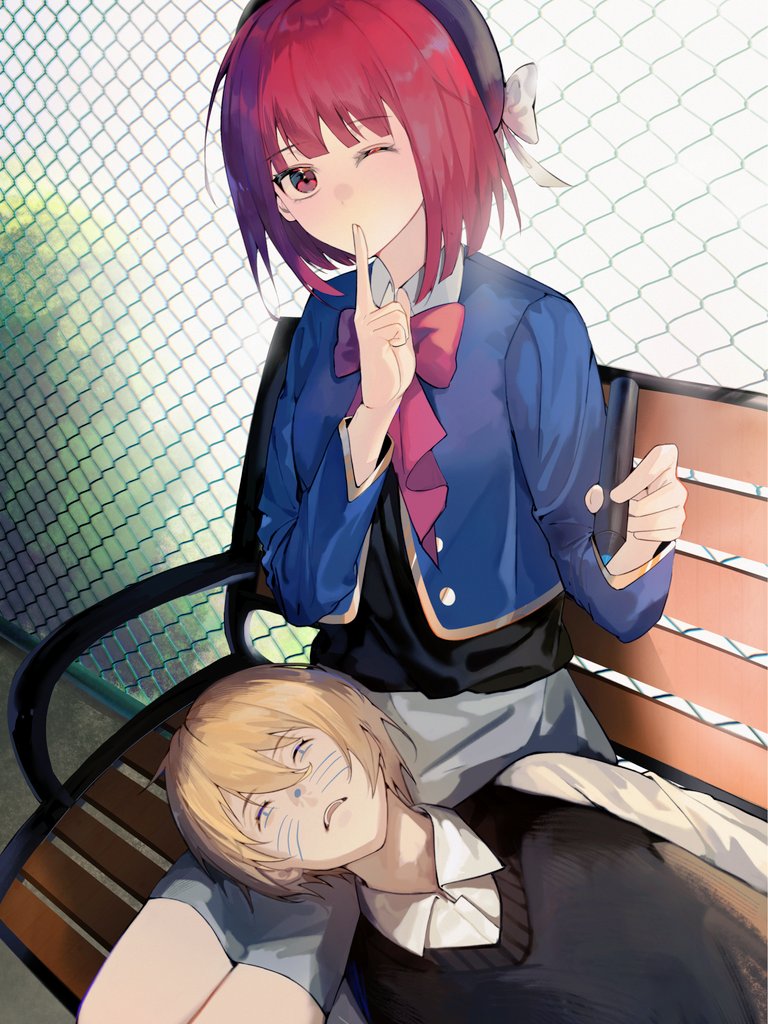 The Big ImageBoard (TBIB) - 1boy 1girl arima kana beret black sweater vest blonde hair blue vest ...