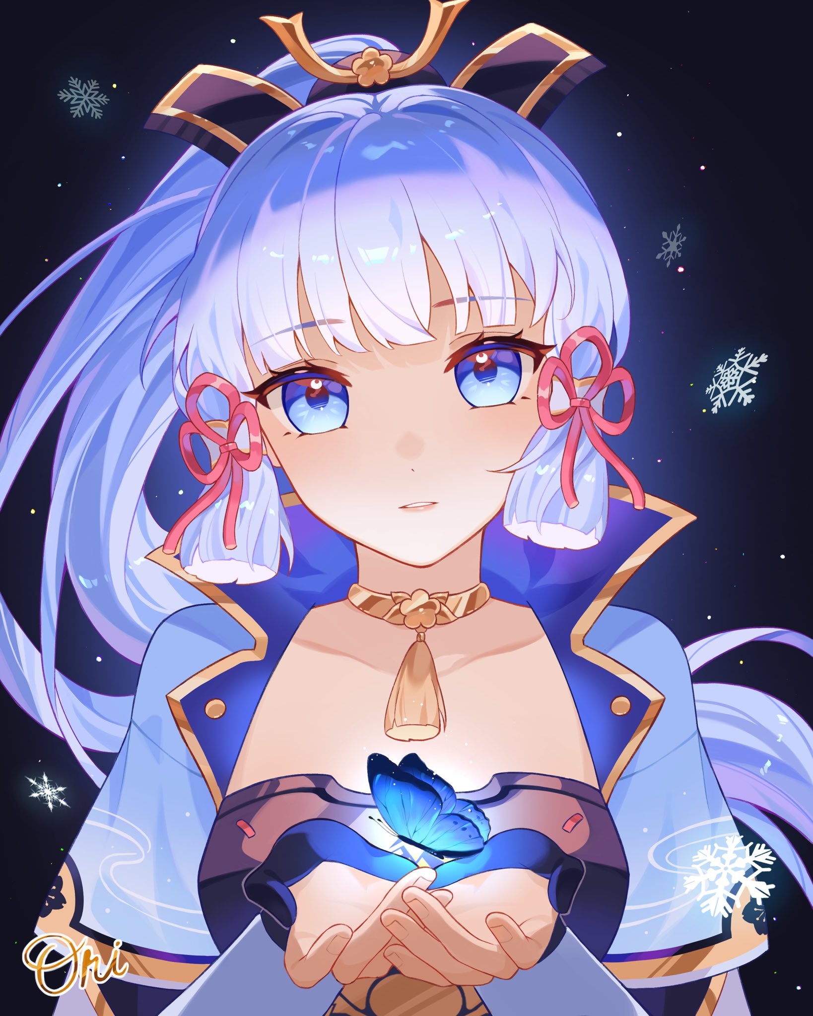 The Big ImageBoard (TBIB) - 1girl armor black background blue eyes blue hair blue shirt ...