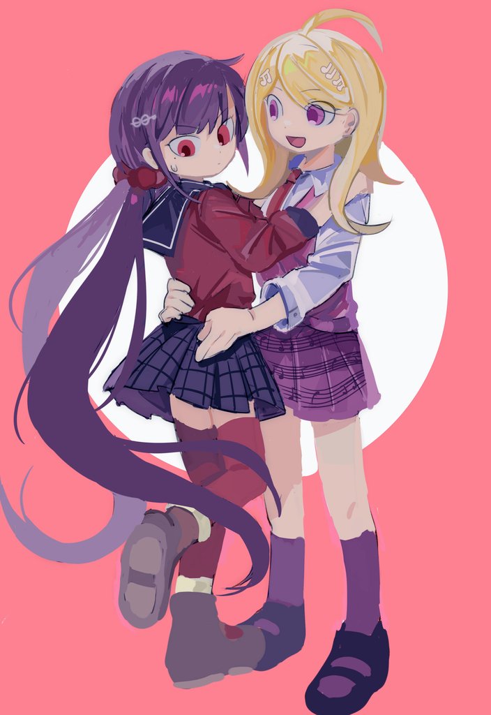 The Big Imageboard Tbib 2girls Ahoge Akamatsu Kaede Black Footwear