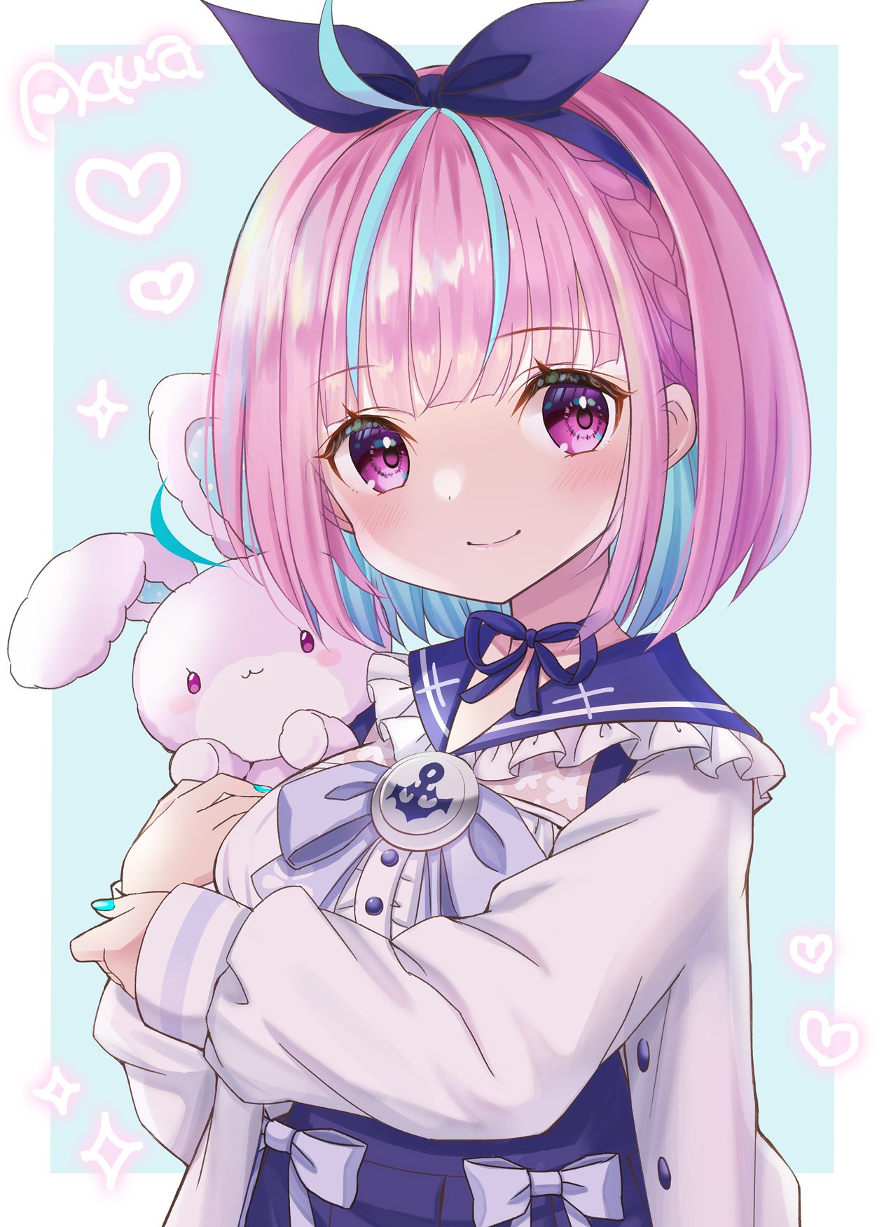 The Big ImageBoard (TBIB) - 1girl anchor symbol blue hairband bob cut bow bowtie choker colored ...