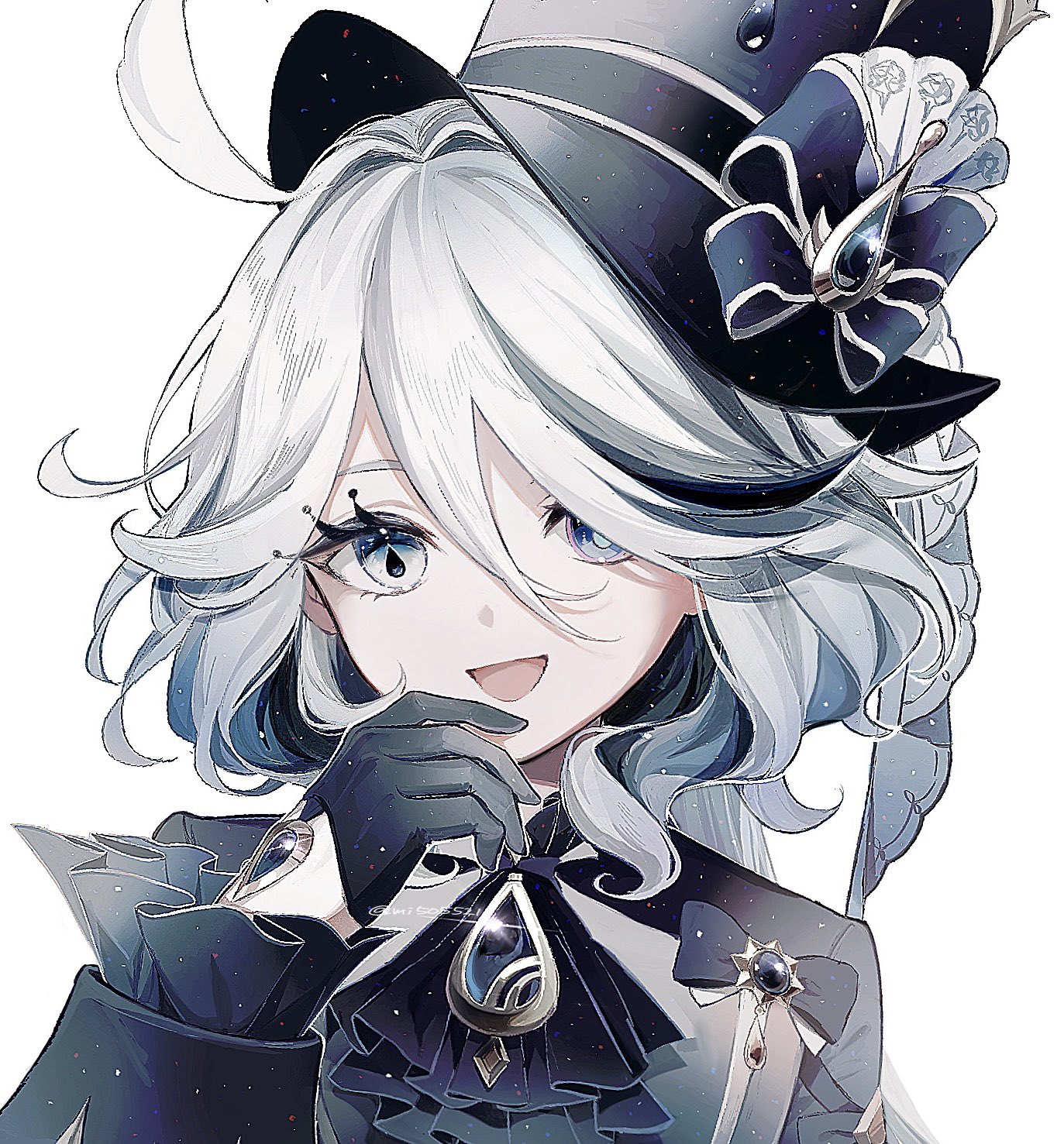 The Big ImageBoard (TBIB) - 1girl ahoge ascot black ascot black gloves blue brooch blue eyes ...