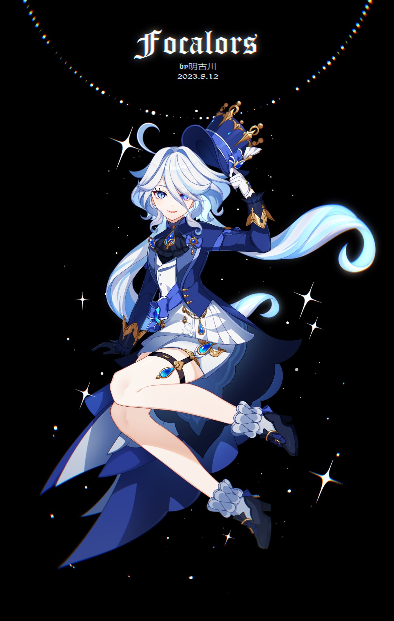 The Big ImageBoard (TBIB) - 1girl ahoge ascot asymmetrical gloves black ascot black background ...