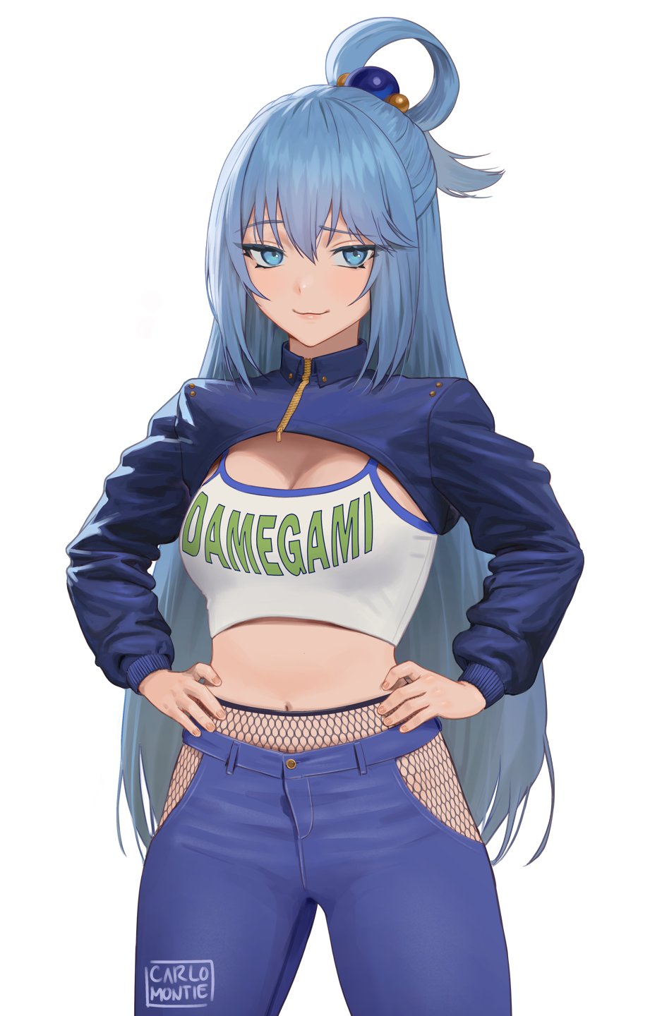 The Big ImageBoard (TBIB) - 1girl aqua (konosuba) artist name blue eyes blue hair blue shirt ...