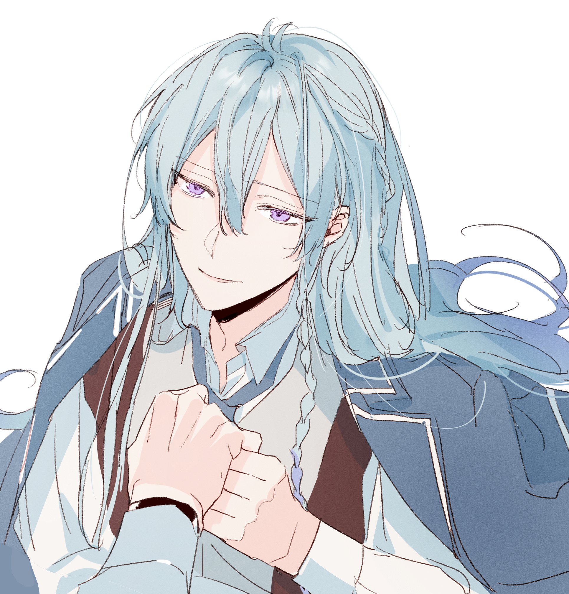 The Big ImageBoard (TBIB) - 2boys blazer blue hair blue jacket blue necktie braid brown vest ...