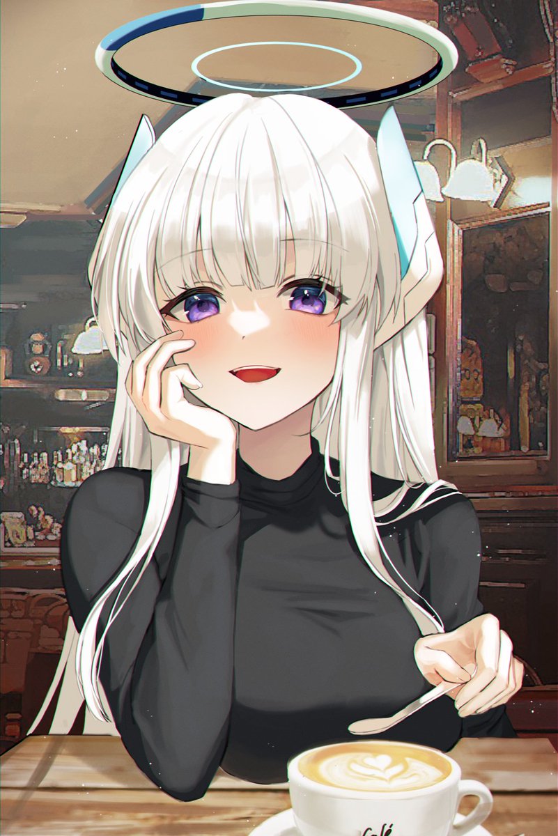 The Big ImageBoard (TBIB) - 1girl alternate costume black shirt blue archive blunt bangs blush ...