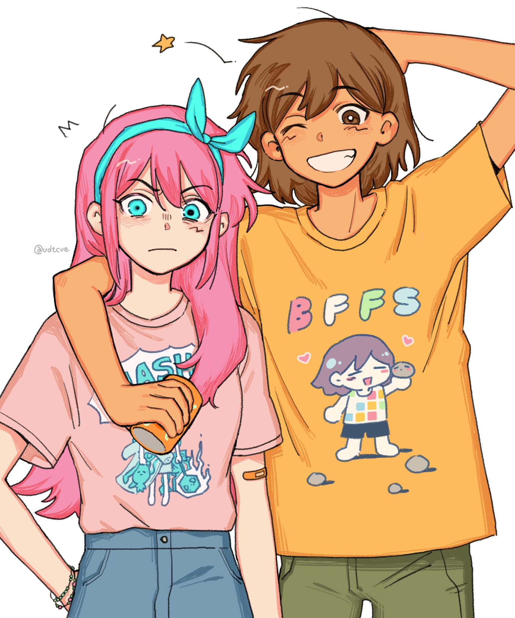 The Big ImageBoard (TBIB) - 1boy 1girl alternate costume arm behind head arm up aubrey (faraway ...