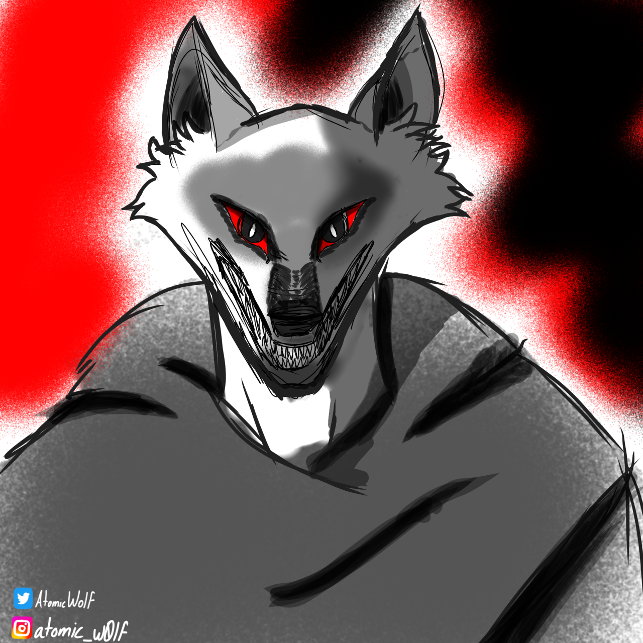 The Big ImageBoard (TBIB) - anthro atomicw0lf black background canid canine canis death (puss in ...