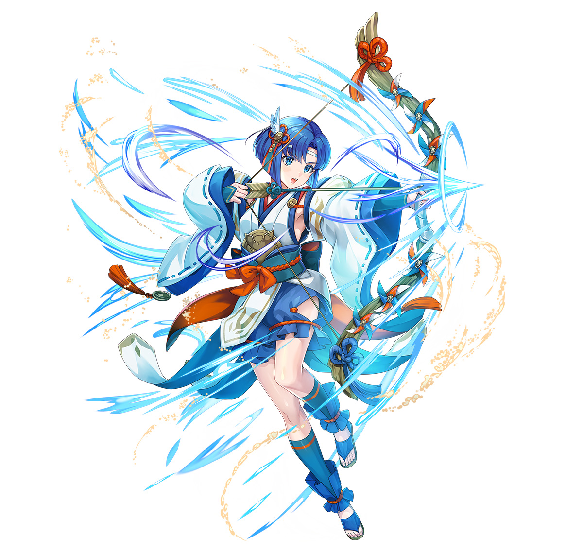 The Big ImageBoard (TBIB) - 1girl aiming arrow (projectile) attack bare shoulders blue eyes blue ...