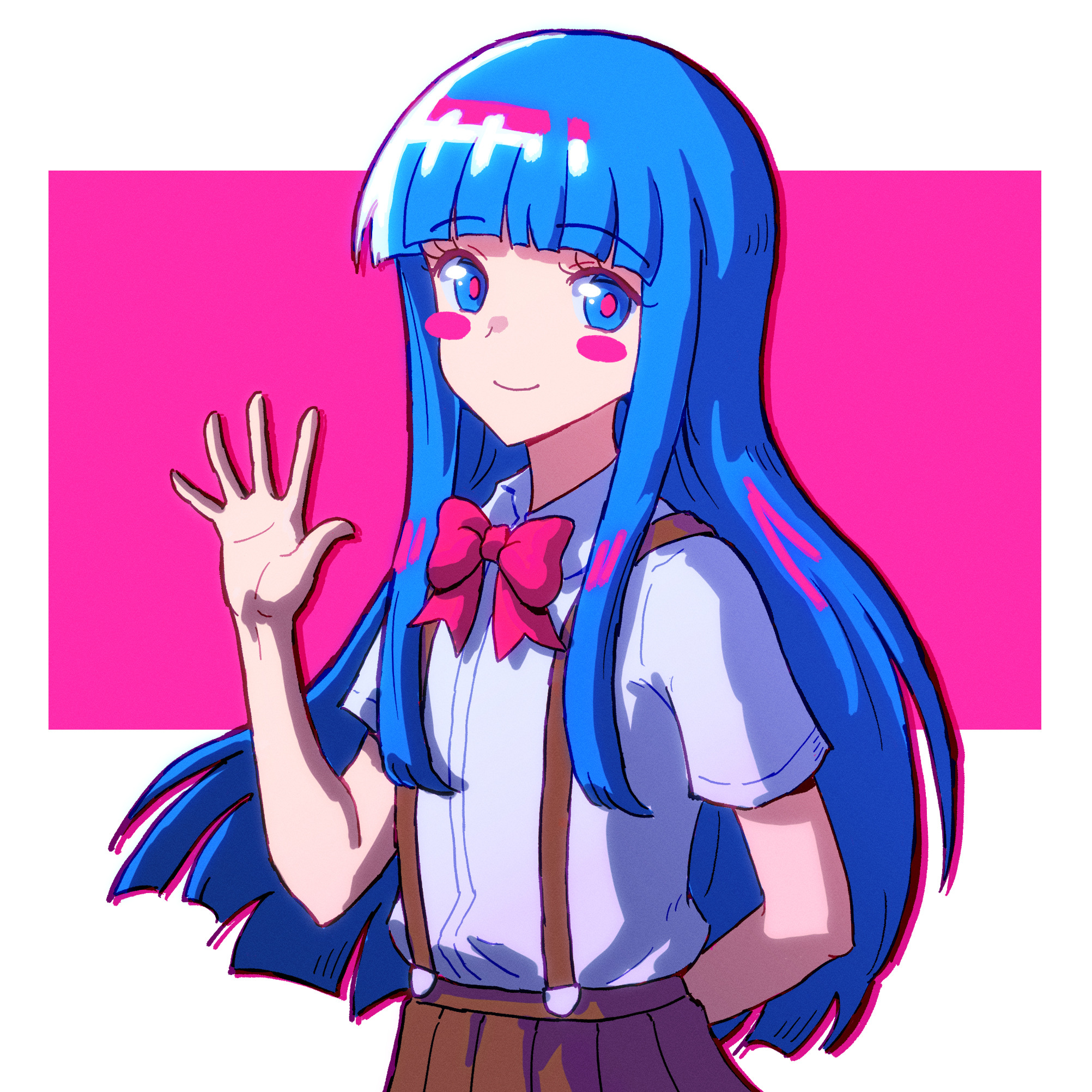 The Big ImageBoard (TBIB) - 1girl arm behind back blue eyes blue hair ...
