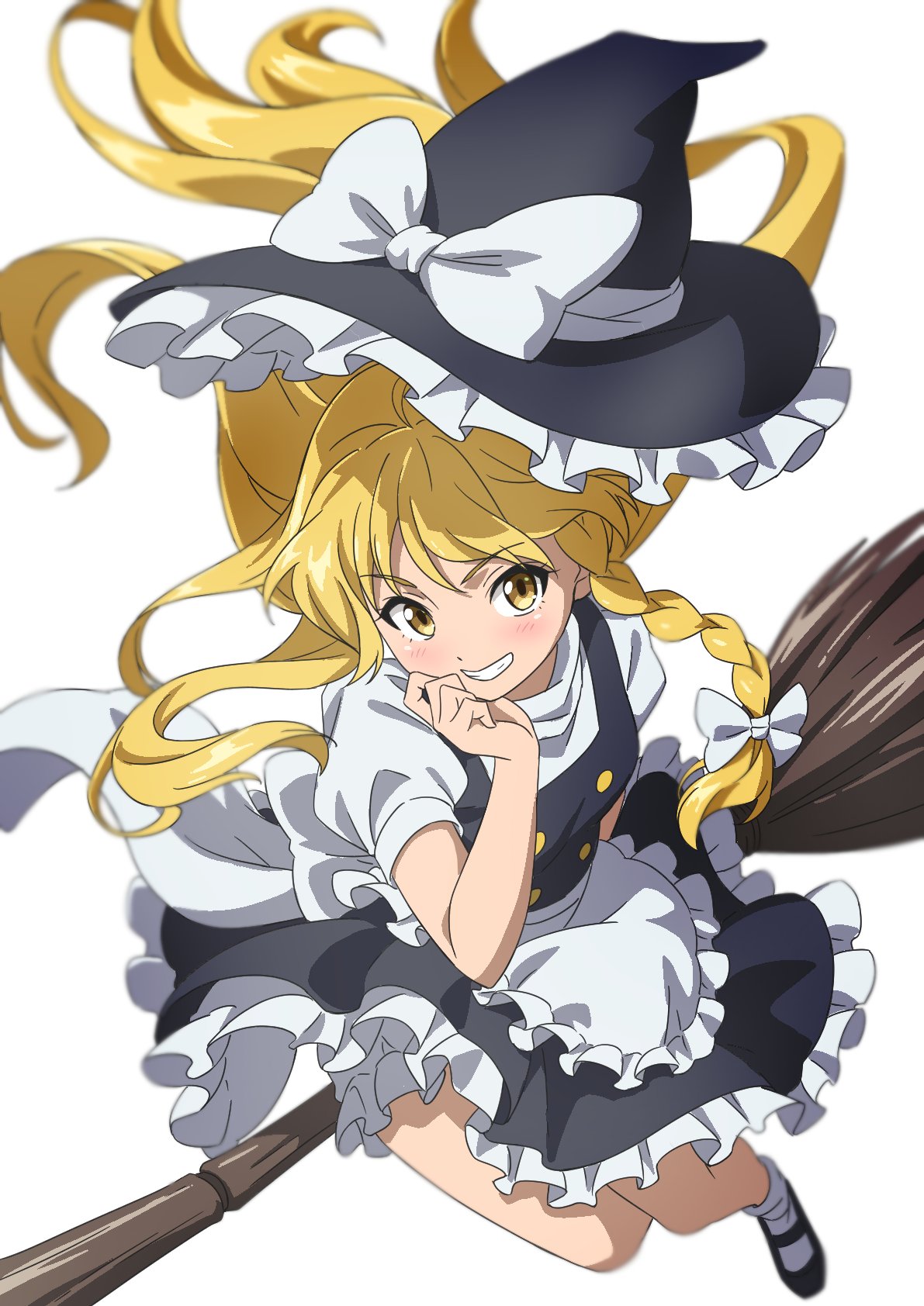 The Big ImageBoard (TBIB) - 1girl apron black footwear black headwear black skirt black vest ...