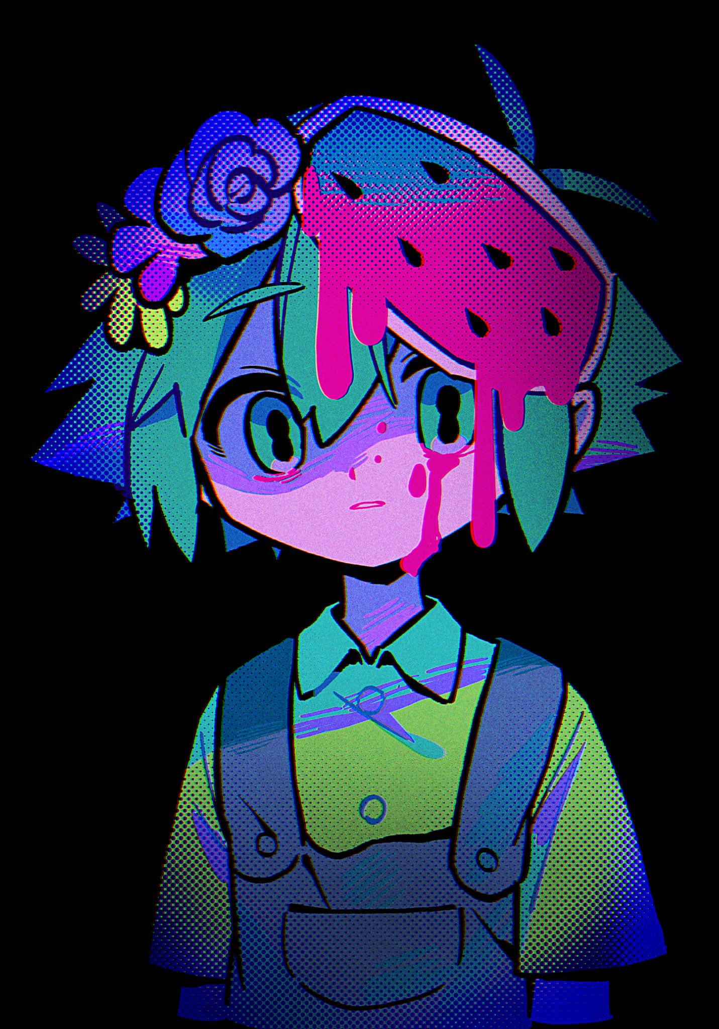 The Big ImageBoard (TBIB) - 1boy basil (omori) black background black ...