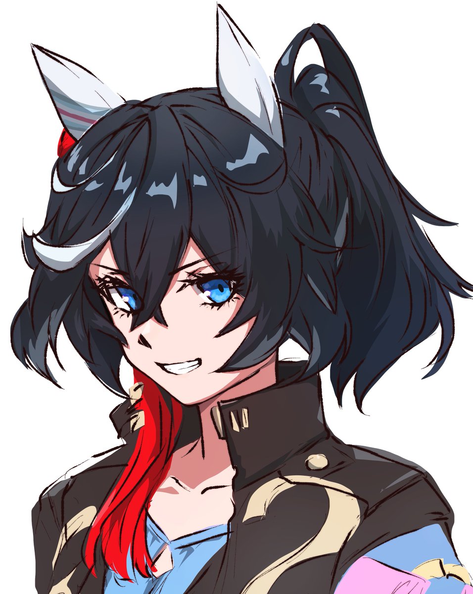The Big ImageBoard (TBIB) - 1girl animal ears black coat black hair blue eyes blue shirt coat ...