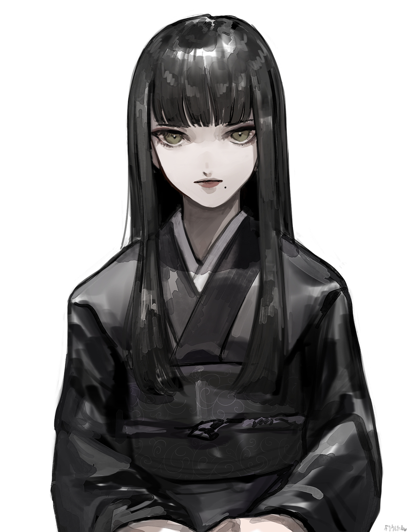 The Big ImageBoard (TBIB) - 1girl alternate costume bad id bad pixiv id black hair black kimono ...