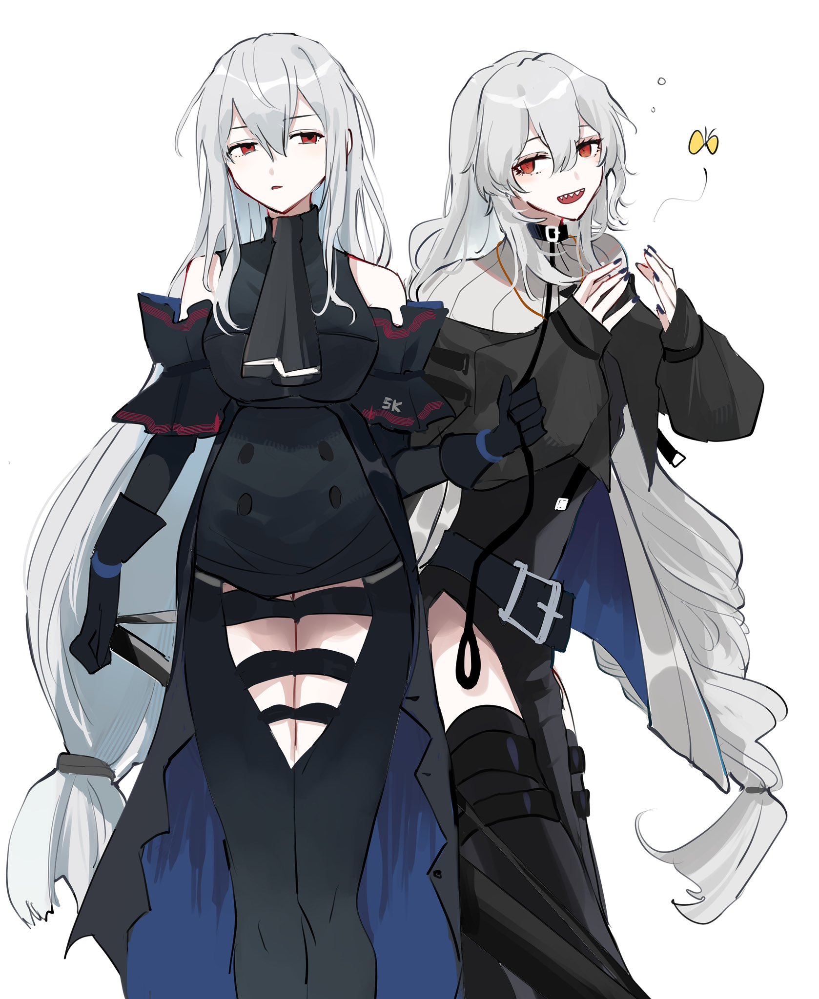 The Big ImageBoard (TBIB) - 2girls arknights arm cuffs ascot black ascot black dress black ...