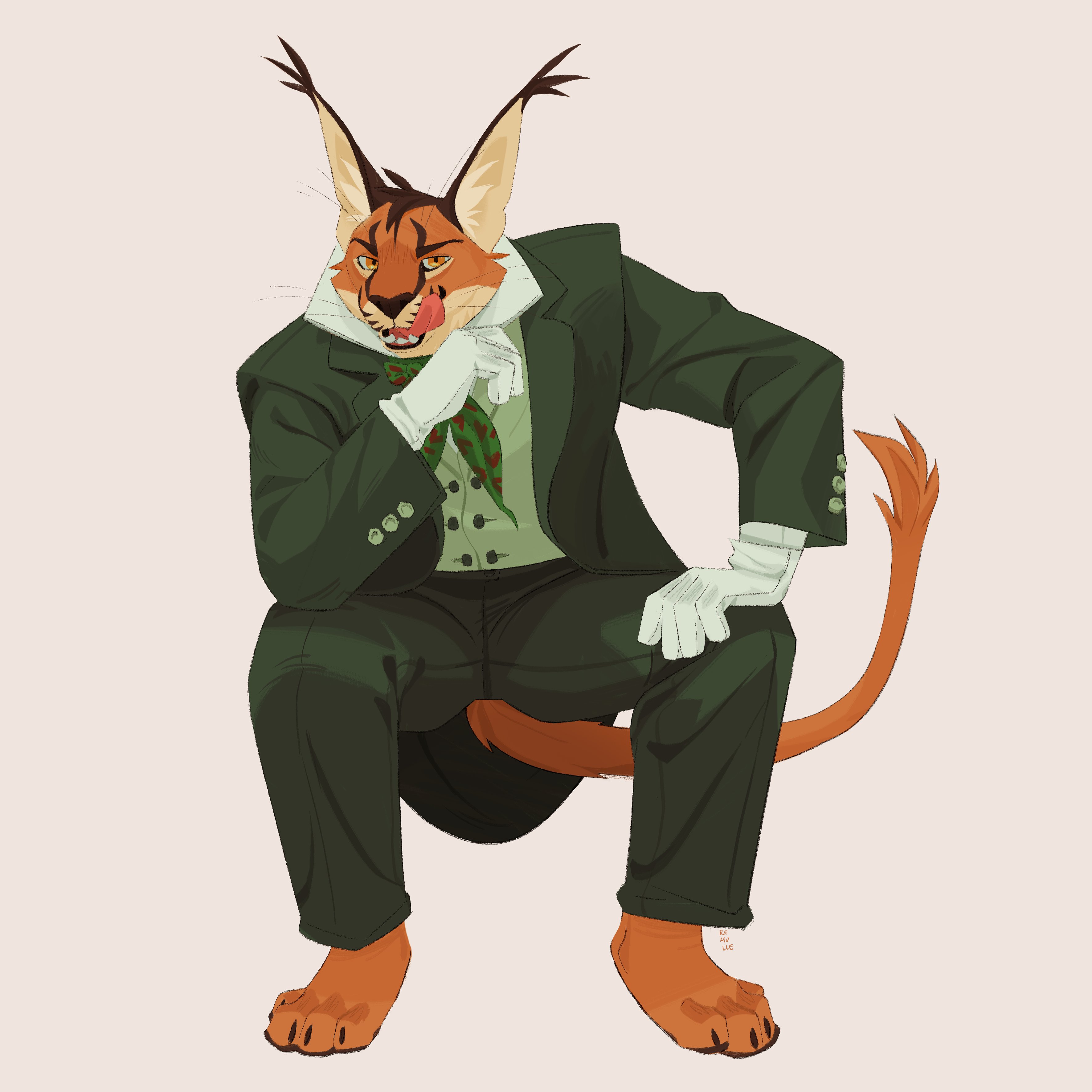 The Big ImageBoard (TBIB) - 1:1 absurd res anthro biped bottomwear caracal caracal (genus ...