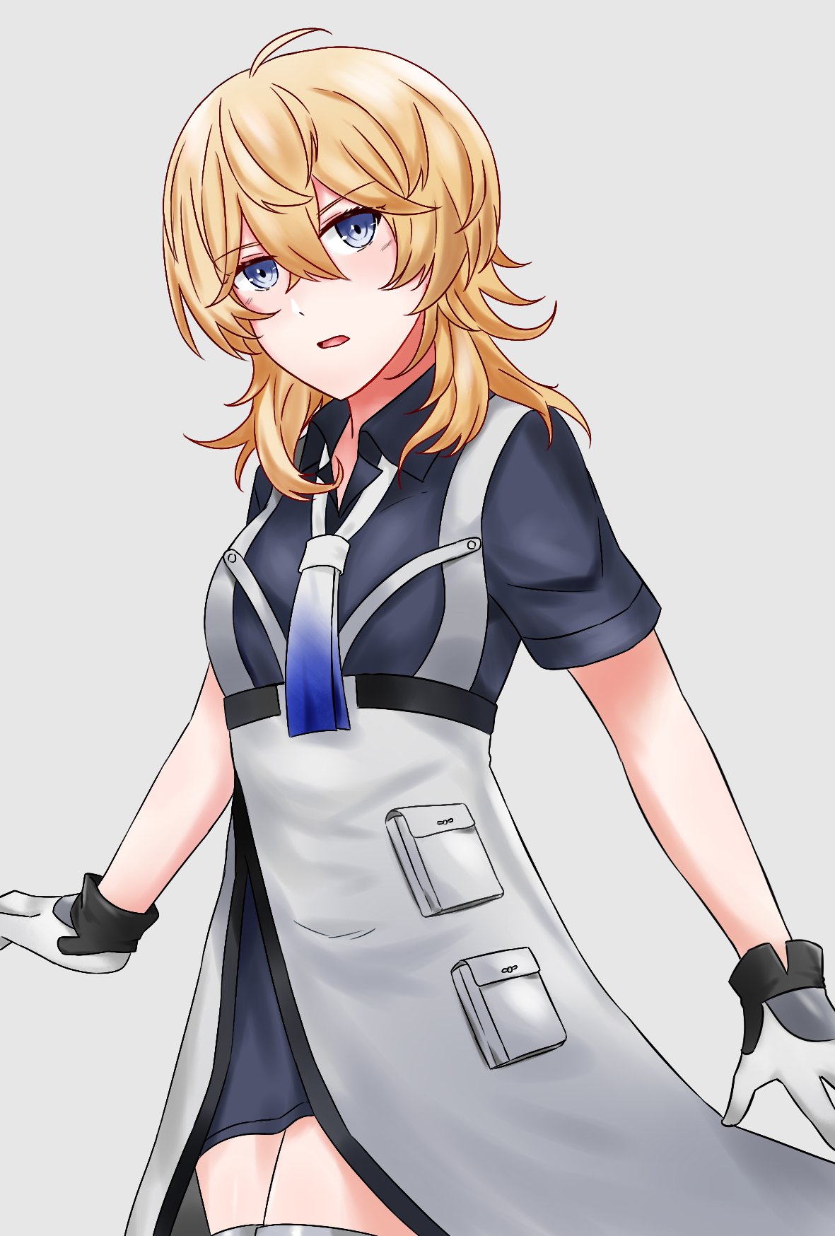 The Big ImageBoard (TBIB) - 1girl black shirt black skirt blonde hair blue eyes blue neckerchief ...