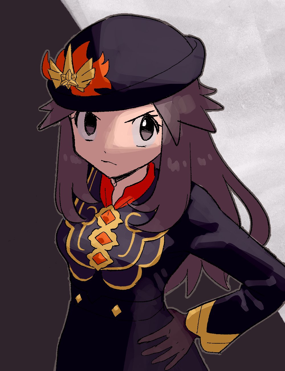 The Big ImageBoard (TBIB) - black background black dress black headwear ...