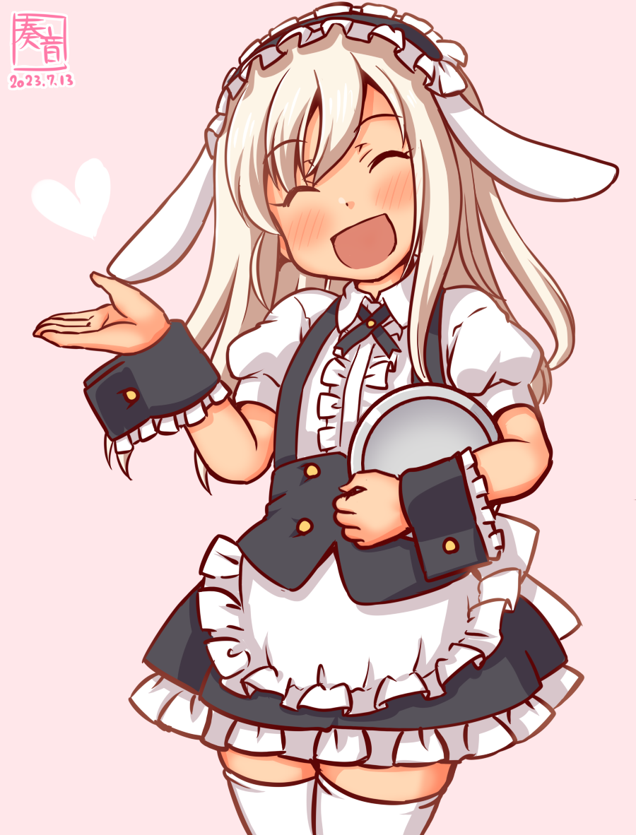 The Big ImageBoard (TBIB) - 1girl animal ears apron black hairband blonde hair check commentary ...