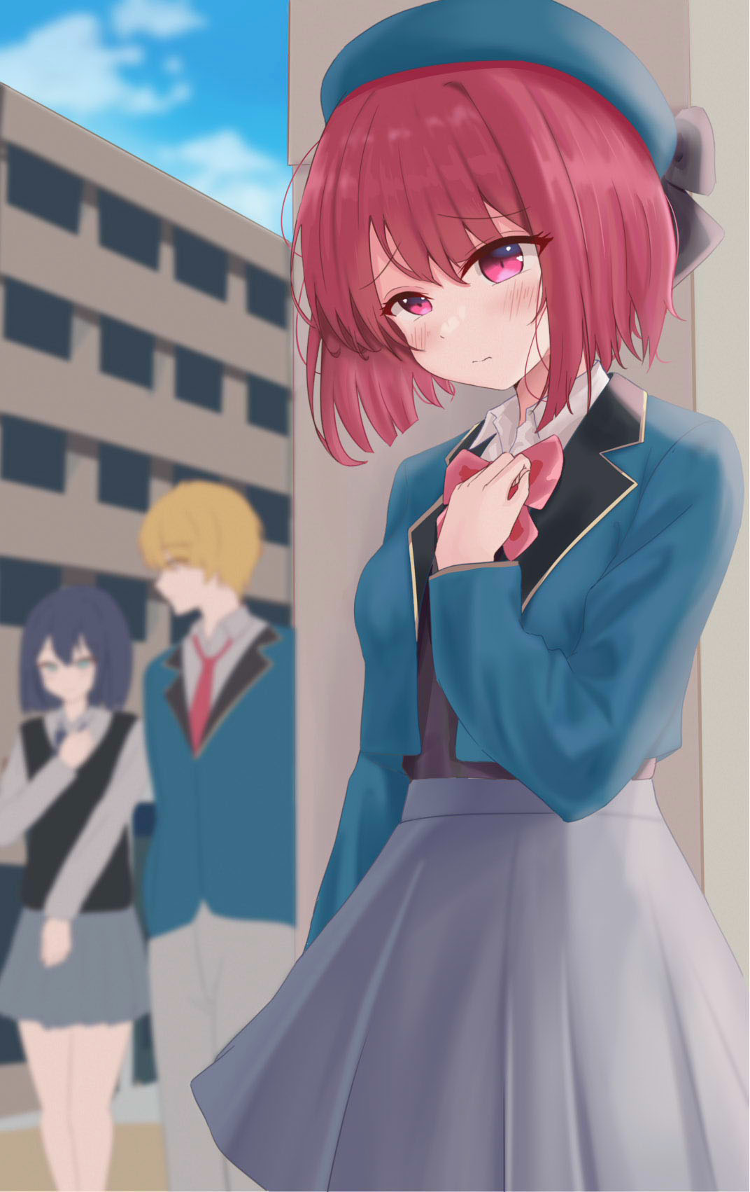 The Big ImageBoard (TBIB) - 1boy 2girls arima kana beret black sweater vest black vest blazer ...