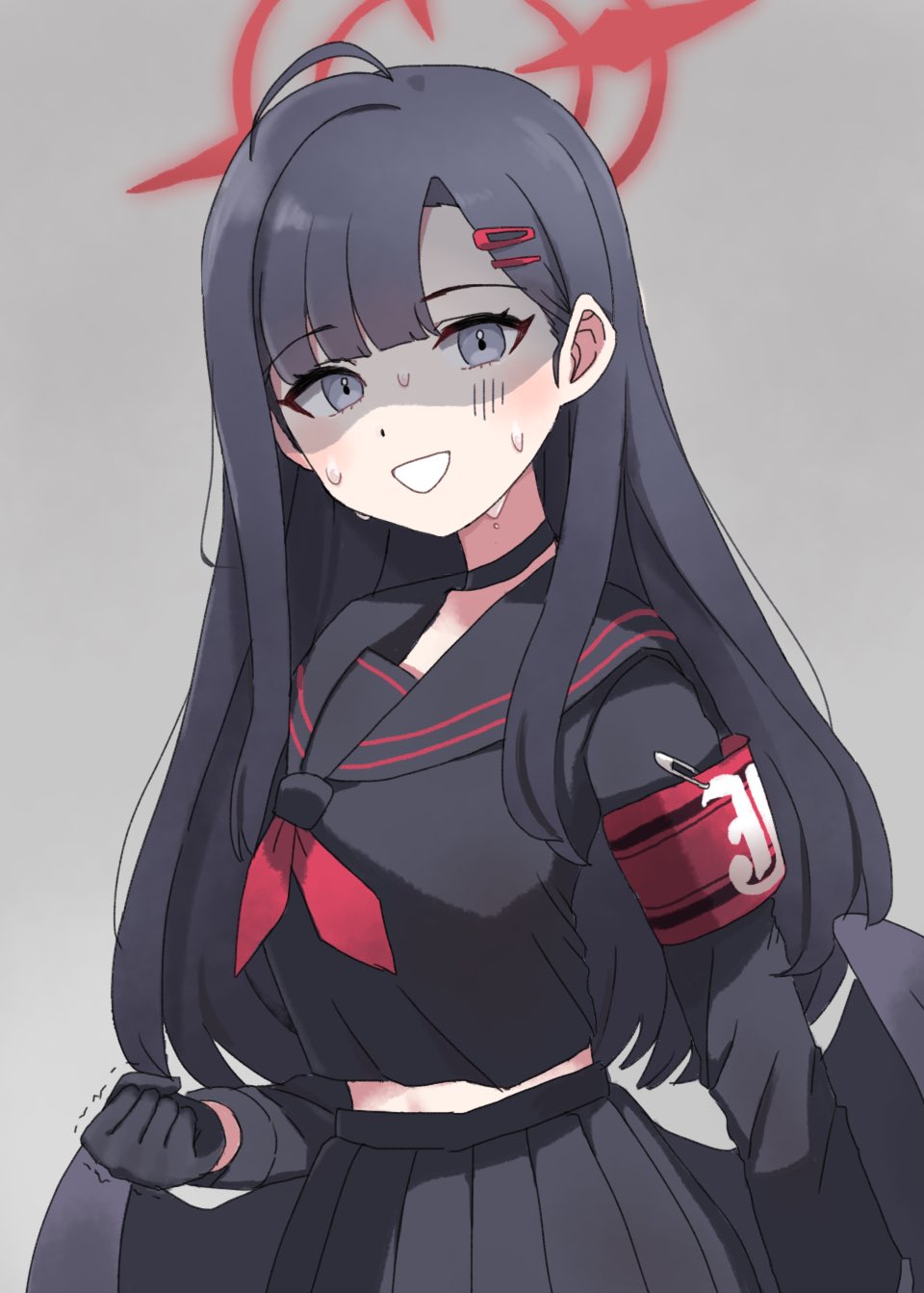 The Big ImageBoard (TBIB) - 1girl armband black choker black gloves black hair black sailor ...