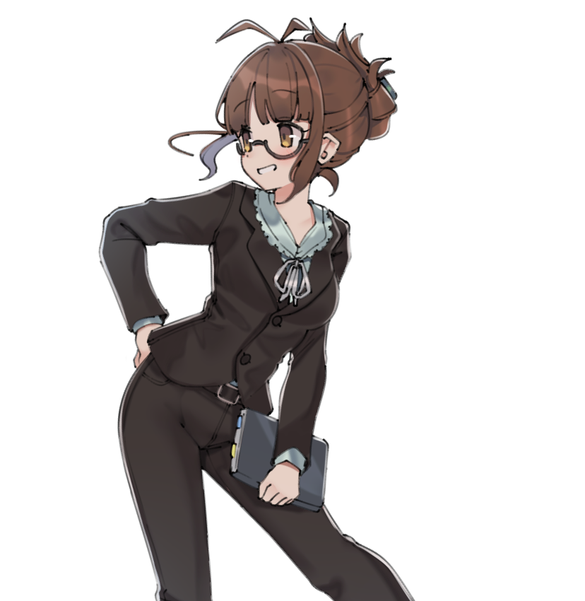The Big ImageBoard (TBIB) - 1girl aa211108 akizuki ritsuko antenna hair belt buckle black jacket ...