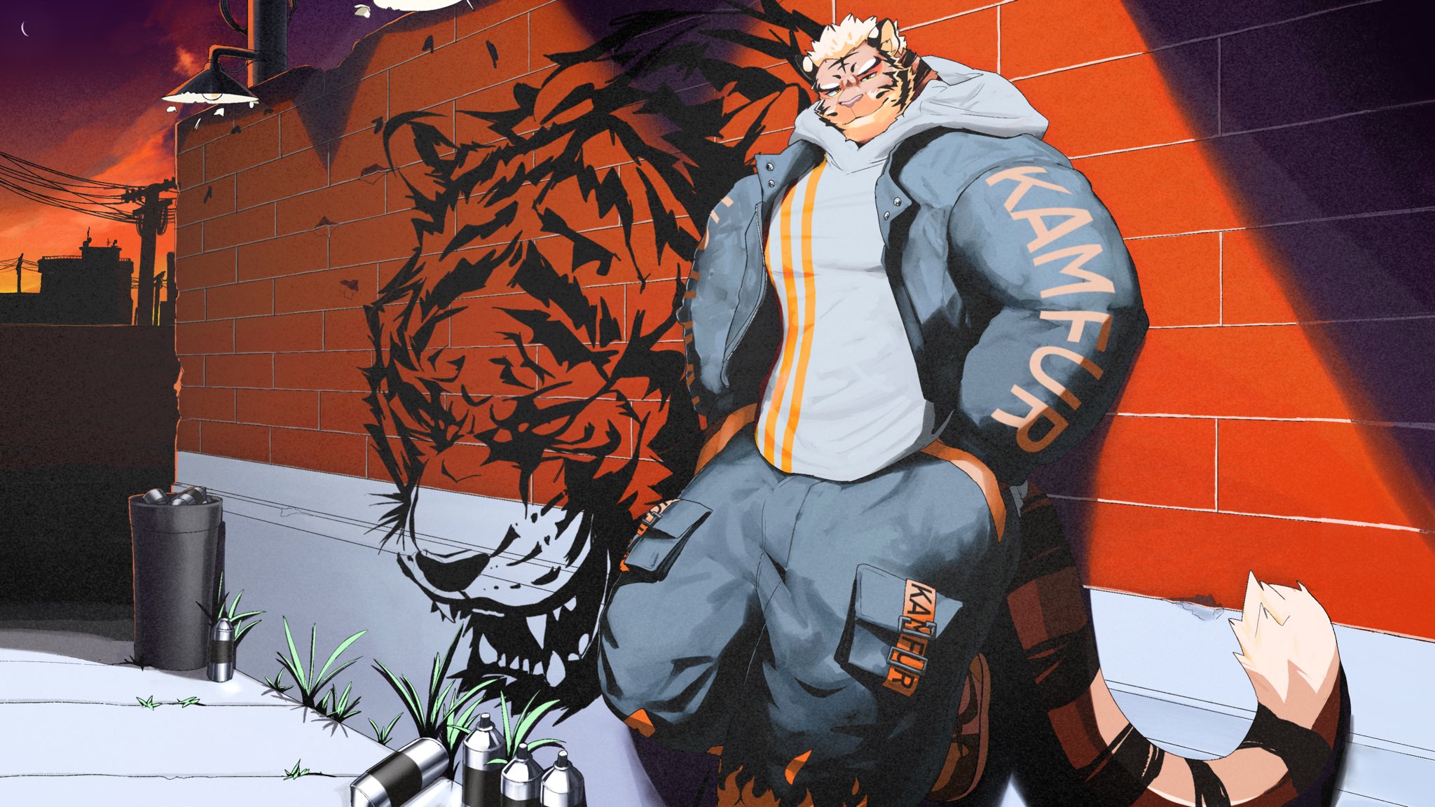 The Big ImageBoard (TBIB) - 16:9 brick wall clothed clothing felid fur ...