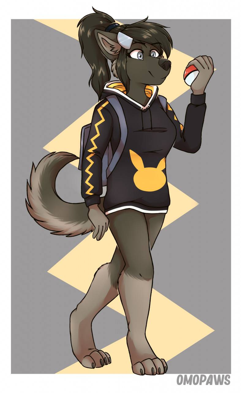 The Big ImageBoard (TBIB) - anthro backpack black clothing black hair black hoodie black nose ...