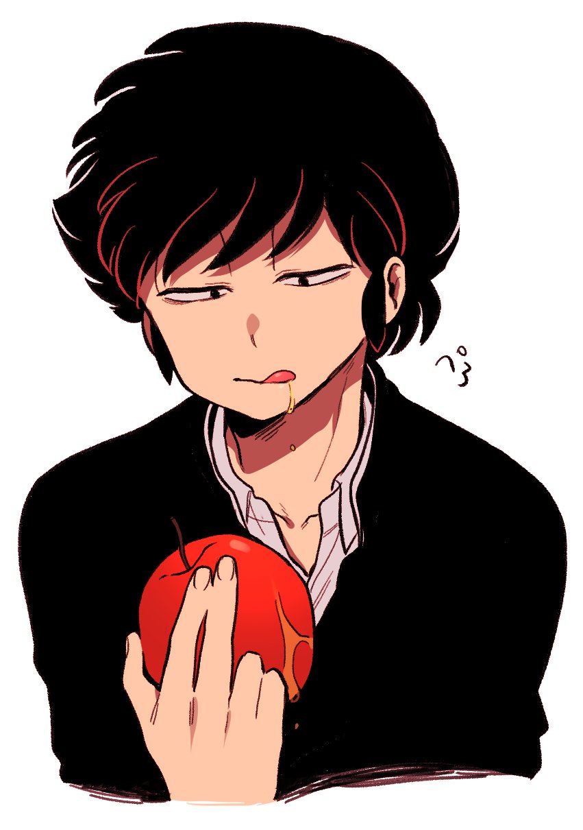 The Big ImageBoard (TBIB) - 1boy apple collarbone eating food from side ...