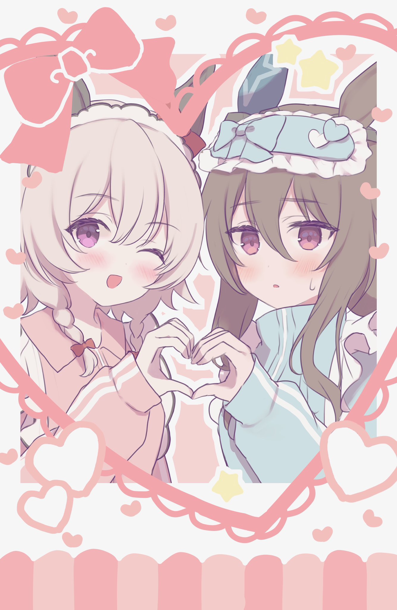 The Big ImageBoard (TBIB) - 2girls ;d admire vega (umamusume) animal ears blush bow braid brown ...