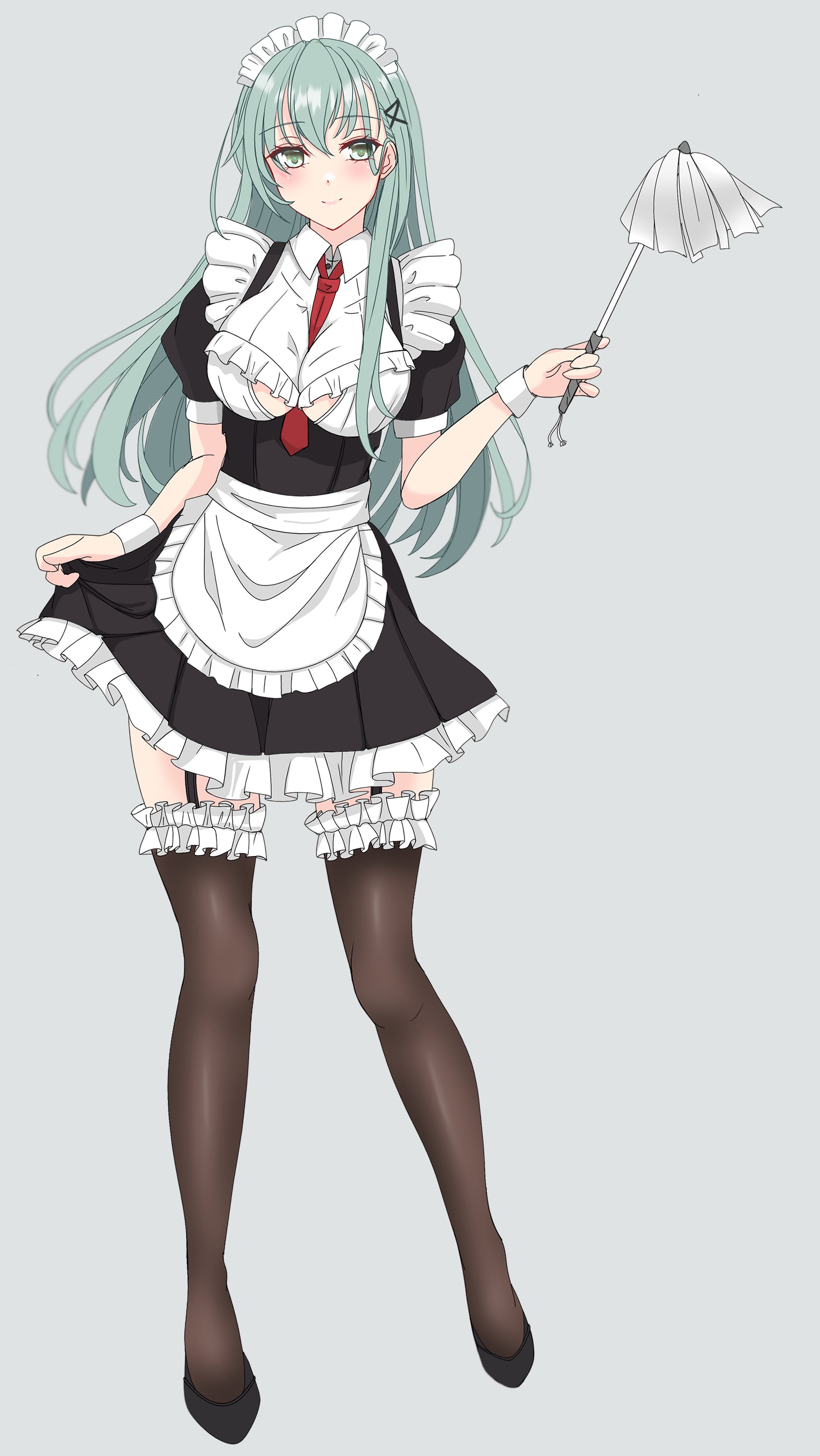 The Big ImageBoard (TBIB) - 1girl absurdres alternate costume aqua hair black dress black ...