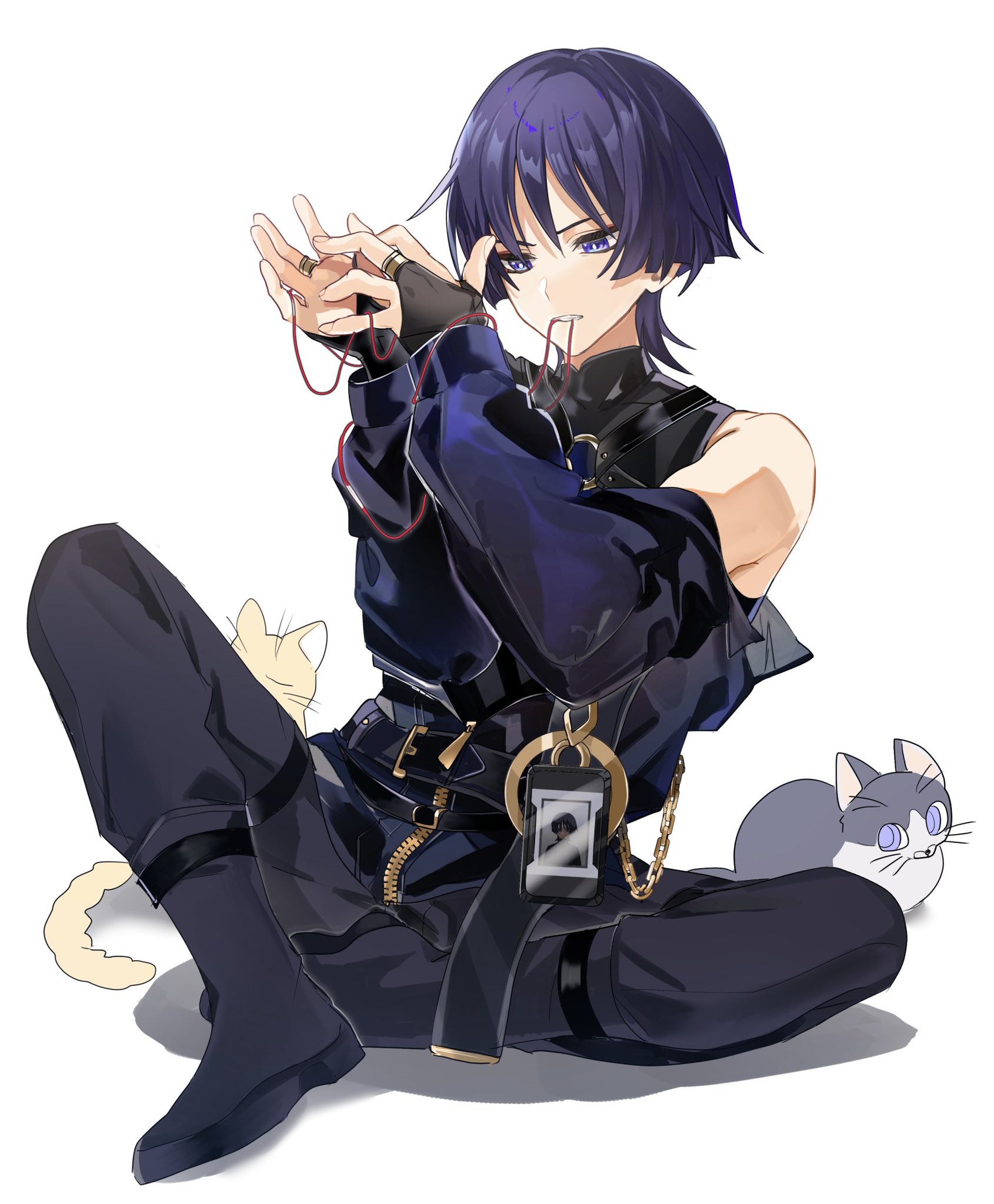 The Big ImageBoard (TBIB) - 1boy belt bishounen black gloves bodysuit cat fingerless gloves ...