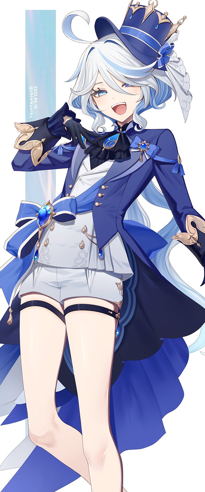 The Big ImageBoard (TBIB) - 1girl ahoge ascot black gloves blue eyes blue gemstone blue hair ...