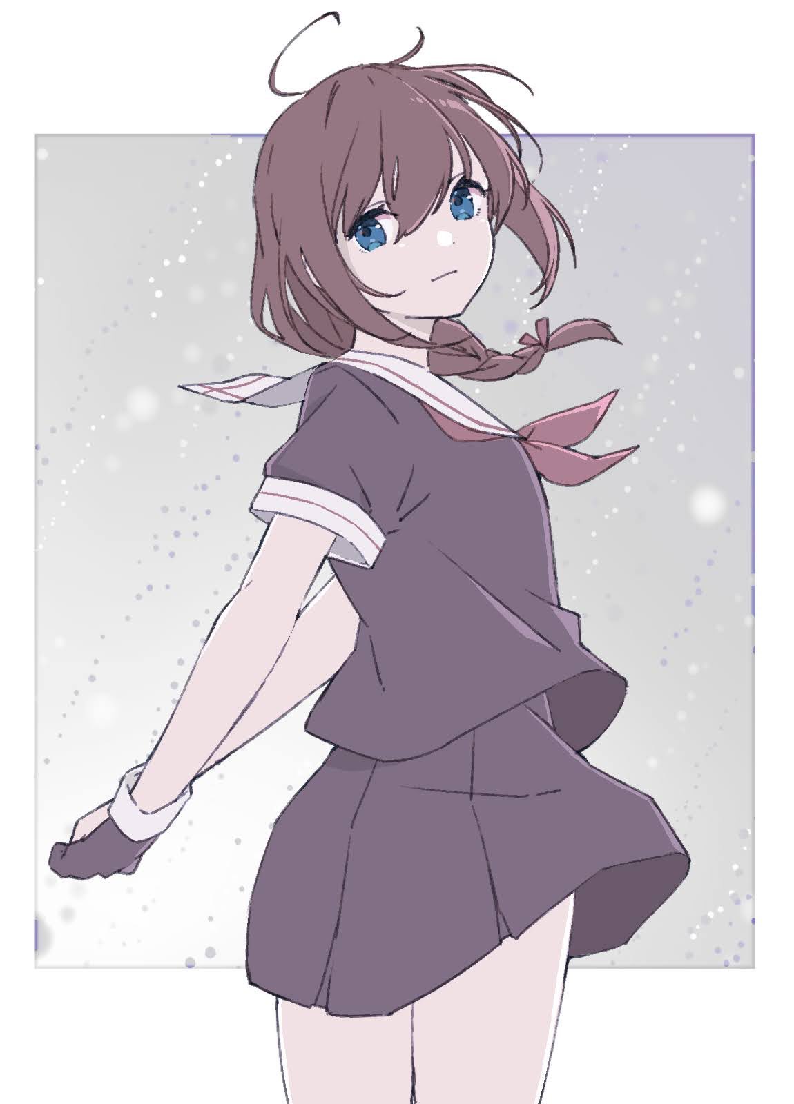 The Big ImageBoard (TBIB) - 1girl ahoge arms behind back black flower black gloves black ...