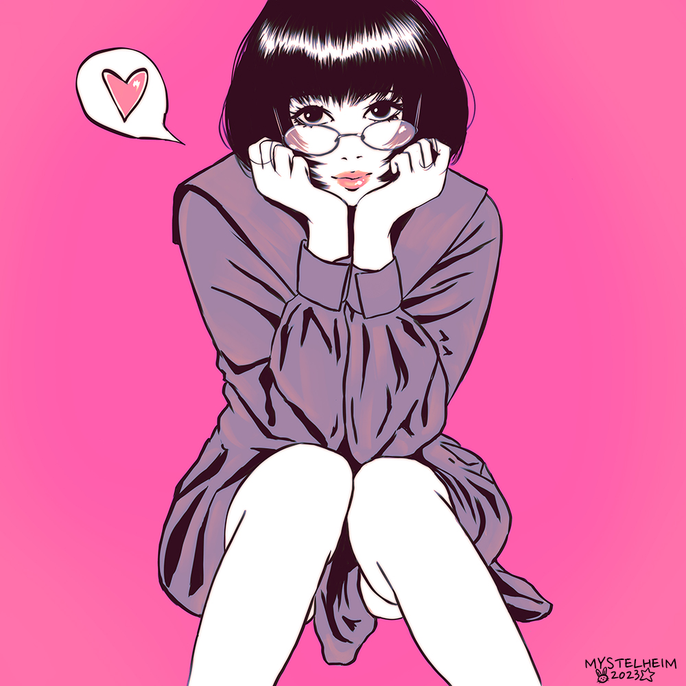 The Big ImageBoard (TBIB) - 1girl 2023 artist name black eyes black hair bob cut closed mouth ...