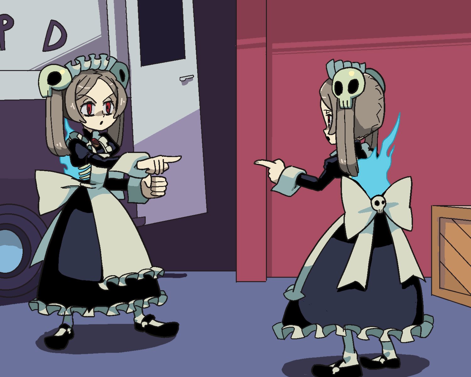 The Big ImageBoard (TBIB) - 2girls apron black dress black footwear ...