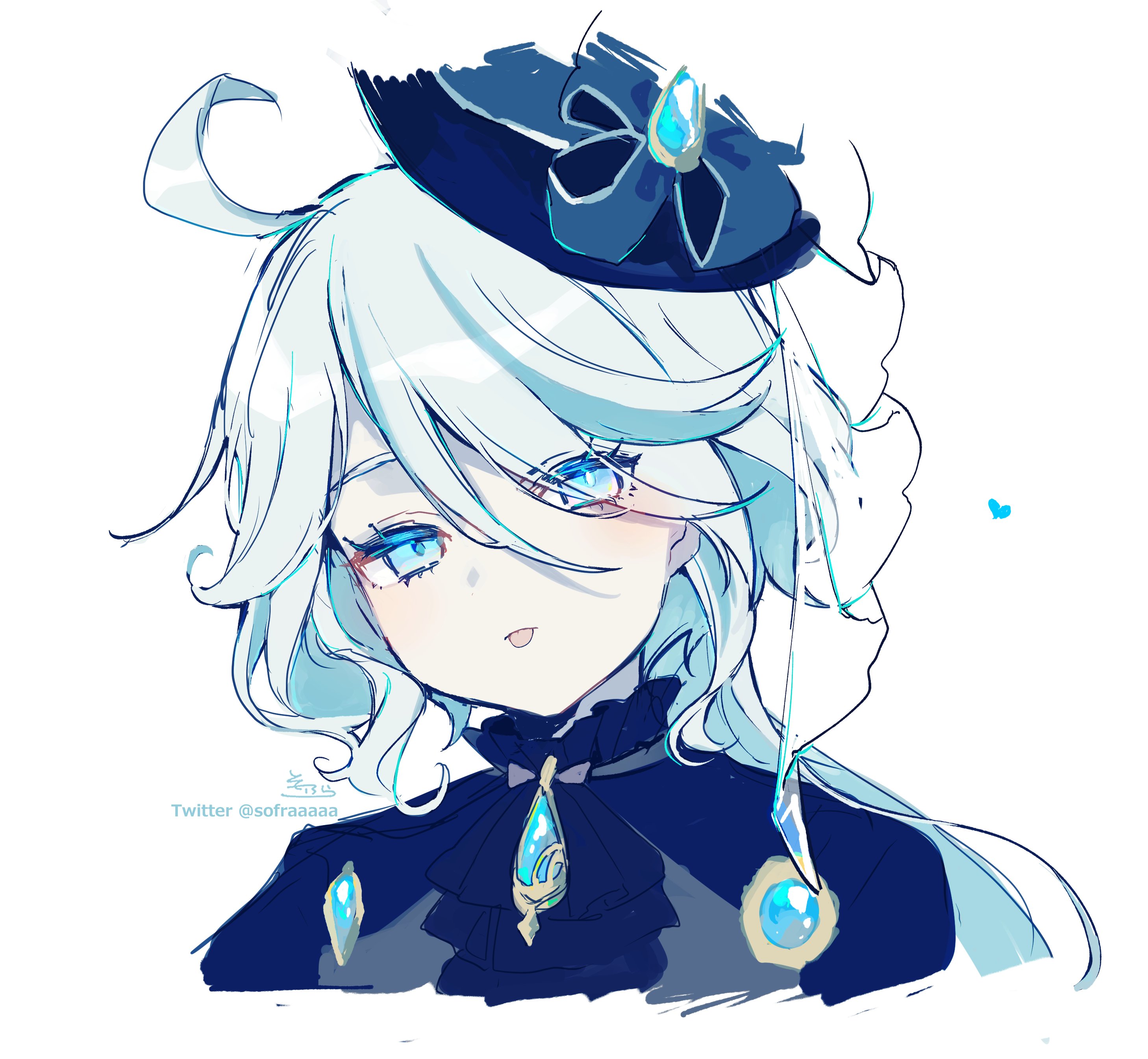 The Big ImageBoard (TBIB) - 1girl absurdres ahoge blue eyes blue headwear closed mouth cropped ...