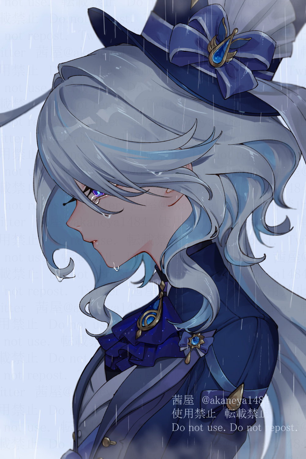 The Big ImageBoard (TBIB) - 1girl ahoge ascot blue ascot blue eyes blue gemstone blue hair blue ...