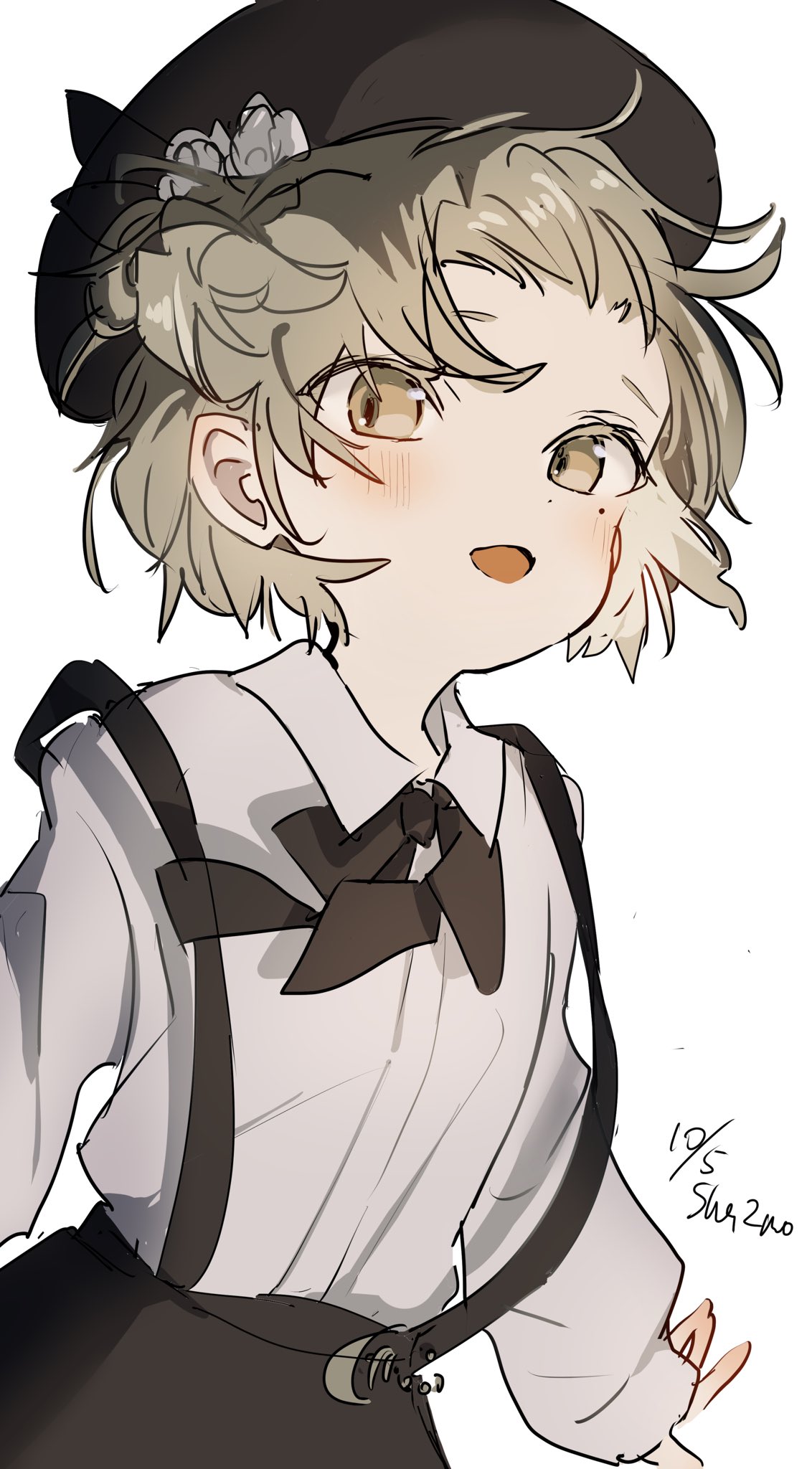 The Big ImageBoard (TBIB) - 1girl beret black bow black bowtie black headwear black skirt blush ...