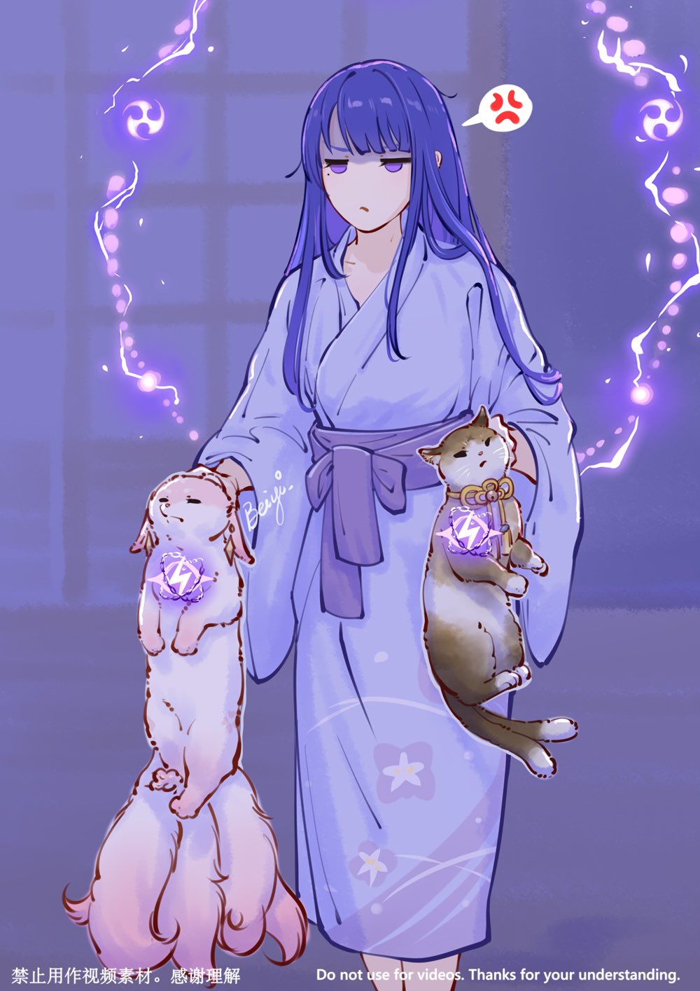 The Big ImageBoard (TBIB) - 1girl anger vein animal artist name beiyi cat commentary electricity ...