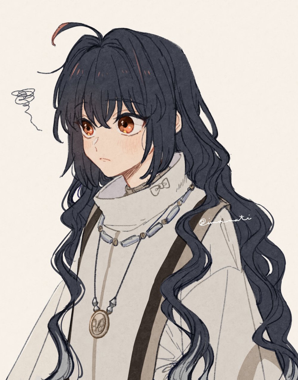 The Big ImageBoard (TBIB) - 1other ahoge alternate hairstyle black hair closed mouth ...