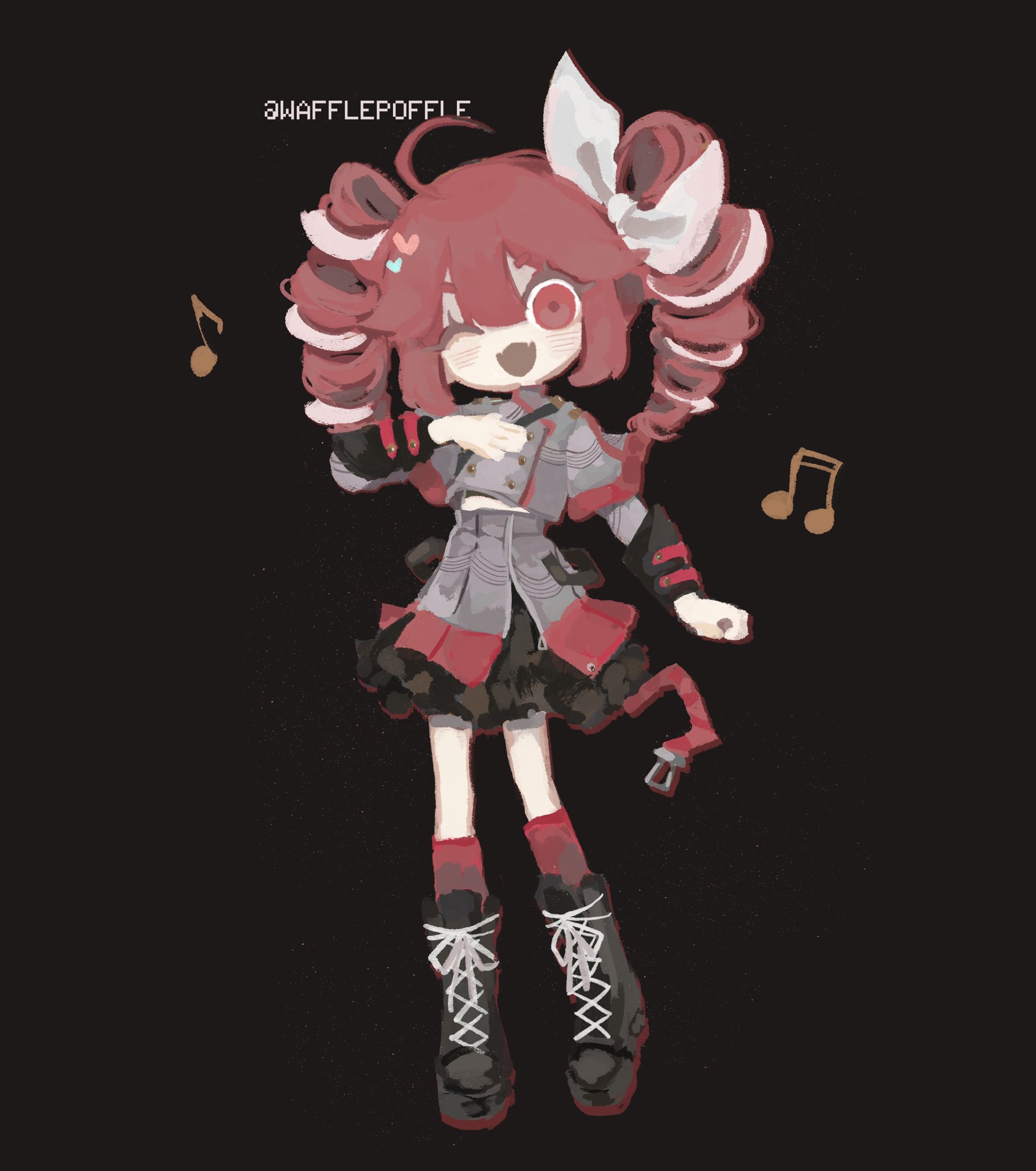 The Big ImageBoard (TBIB) - 1girl :d ahoge black background black footwear black skirt blush bow ...