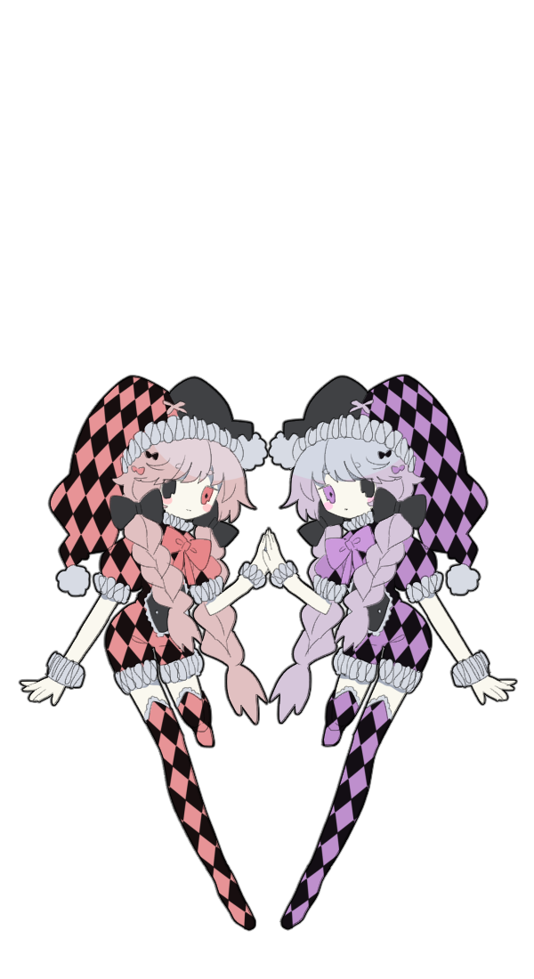 The Big ImageBoard (TBIB) - 2girls argyle clothes argyle hat black bow black eyes black footwear ...