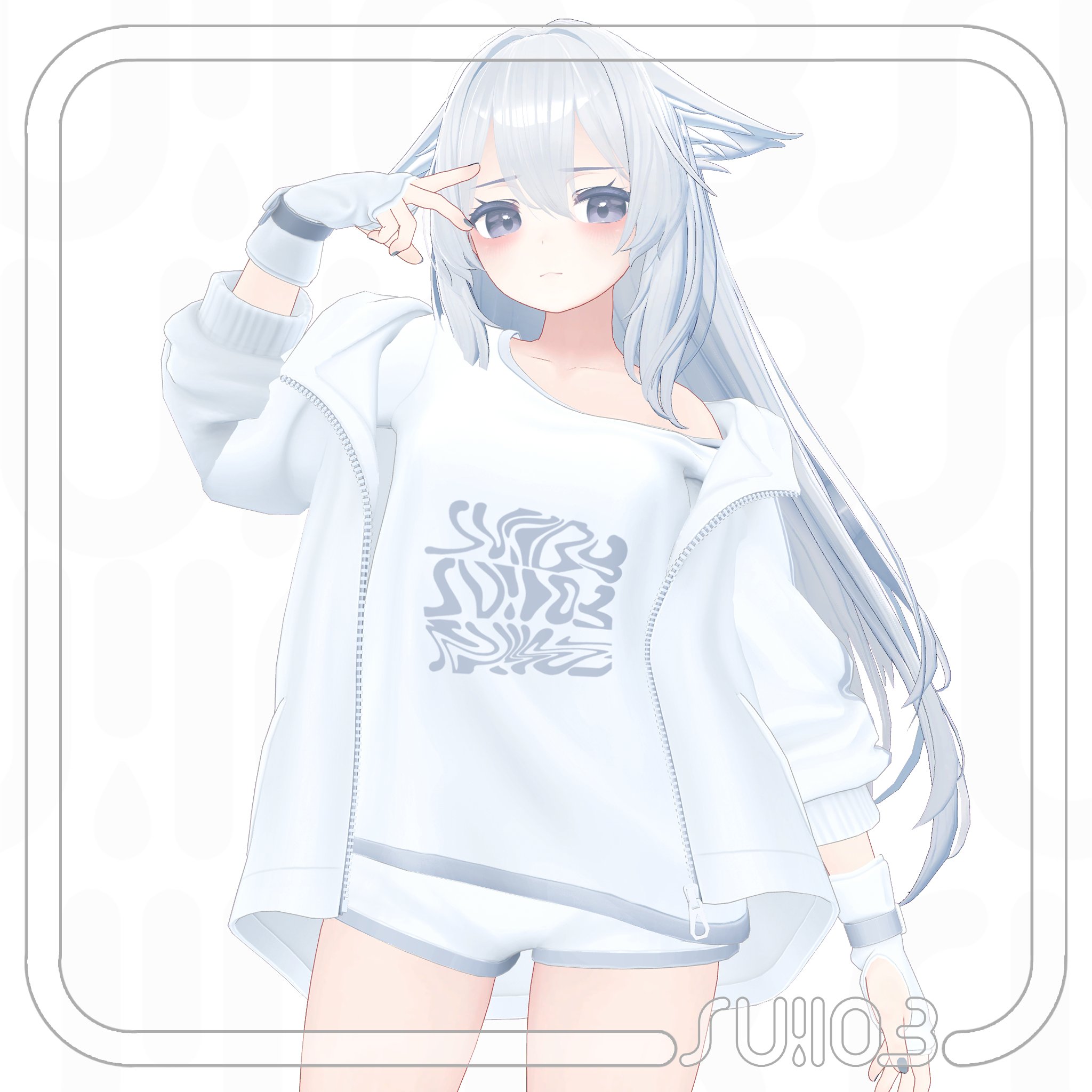 The Big ImageBoard (TBIB) - 1girl 3d animal ear fluff animal ears blush collarbone fingerless ...