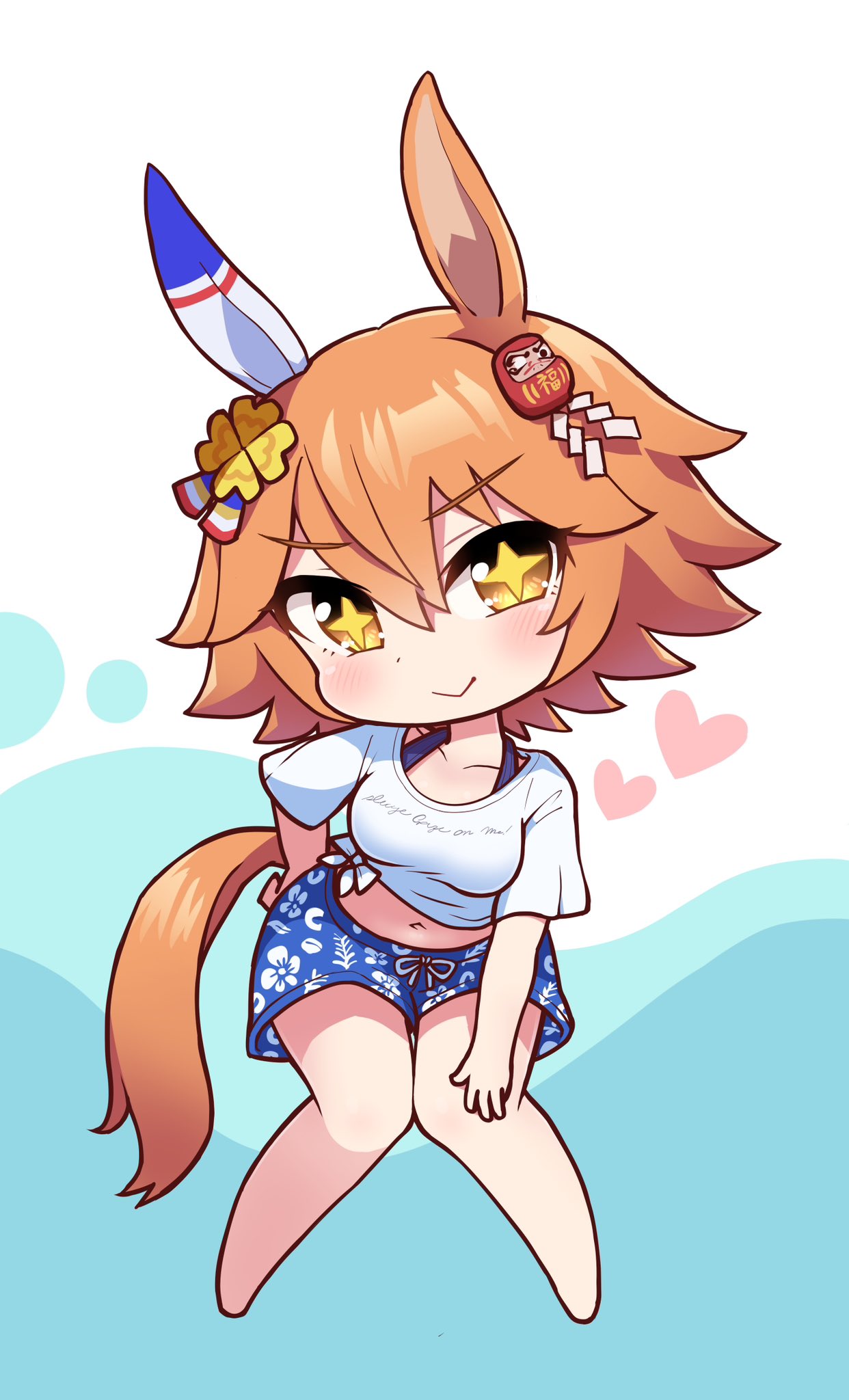 The Big ImageBoard (TBIB) - + + 1girl :> barefoot blue background blue shorts breasts chibi ...