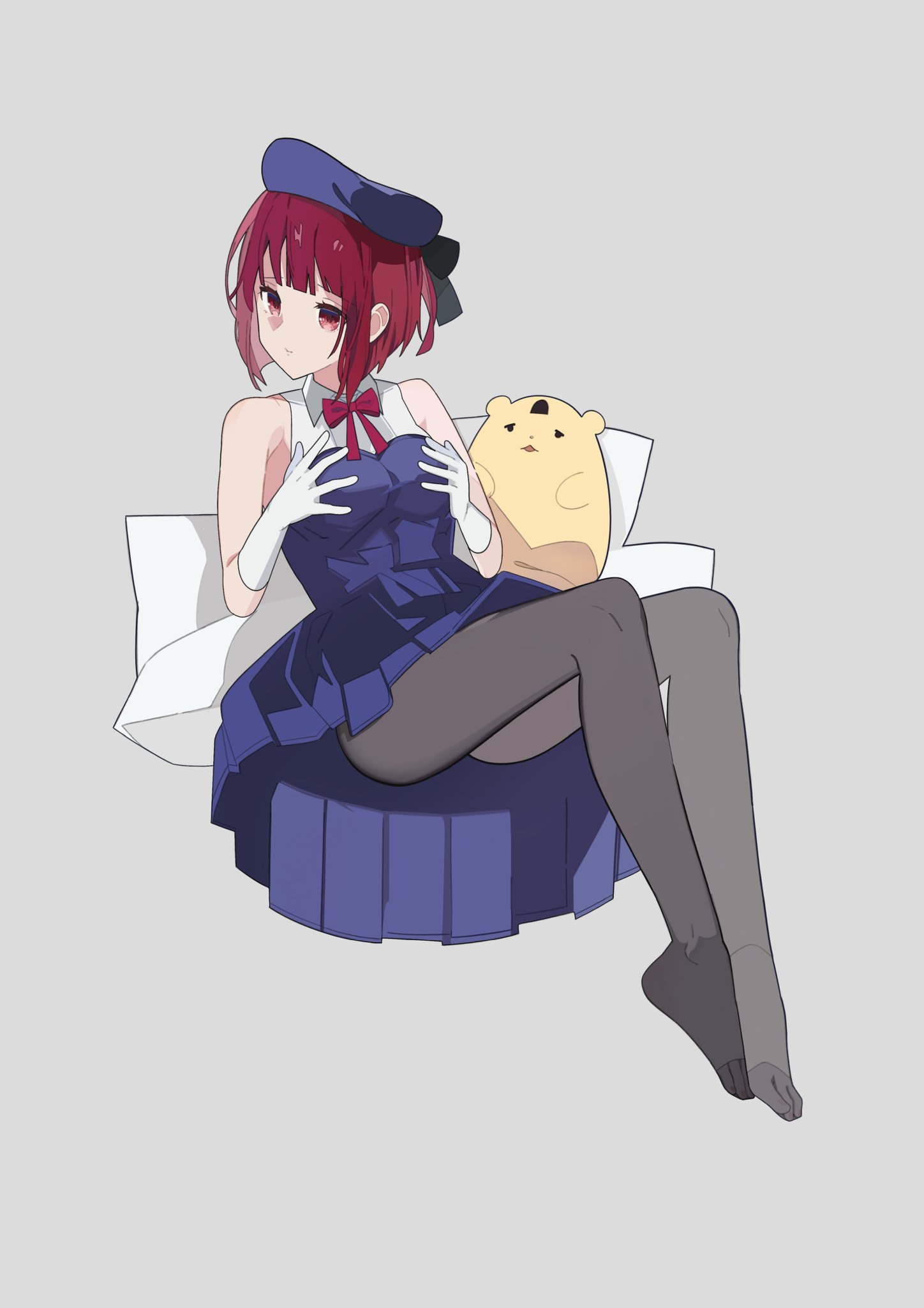 The Big ImageBoard (TBIB) - 1girl arima kana beret black socks blue dress blue headwear bob cut ...