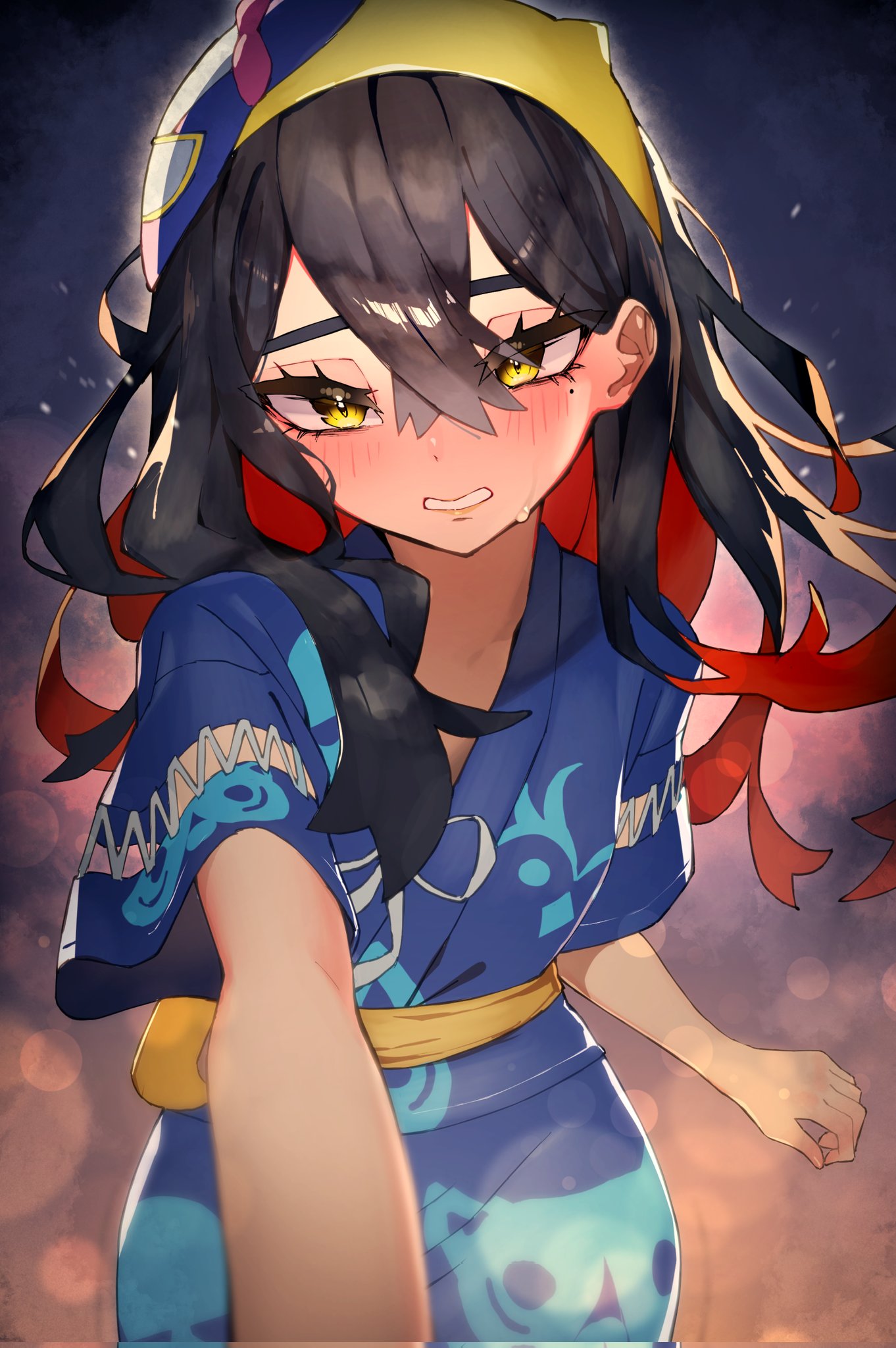 The Big ImageBoard (TBIB) - 1girl black hair blush carmine (pokemon) colored inner hair cross ...