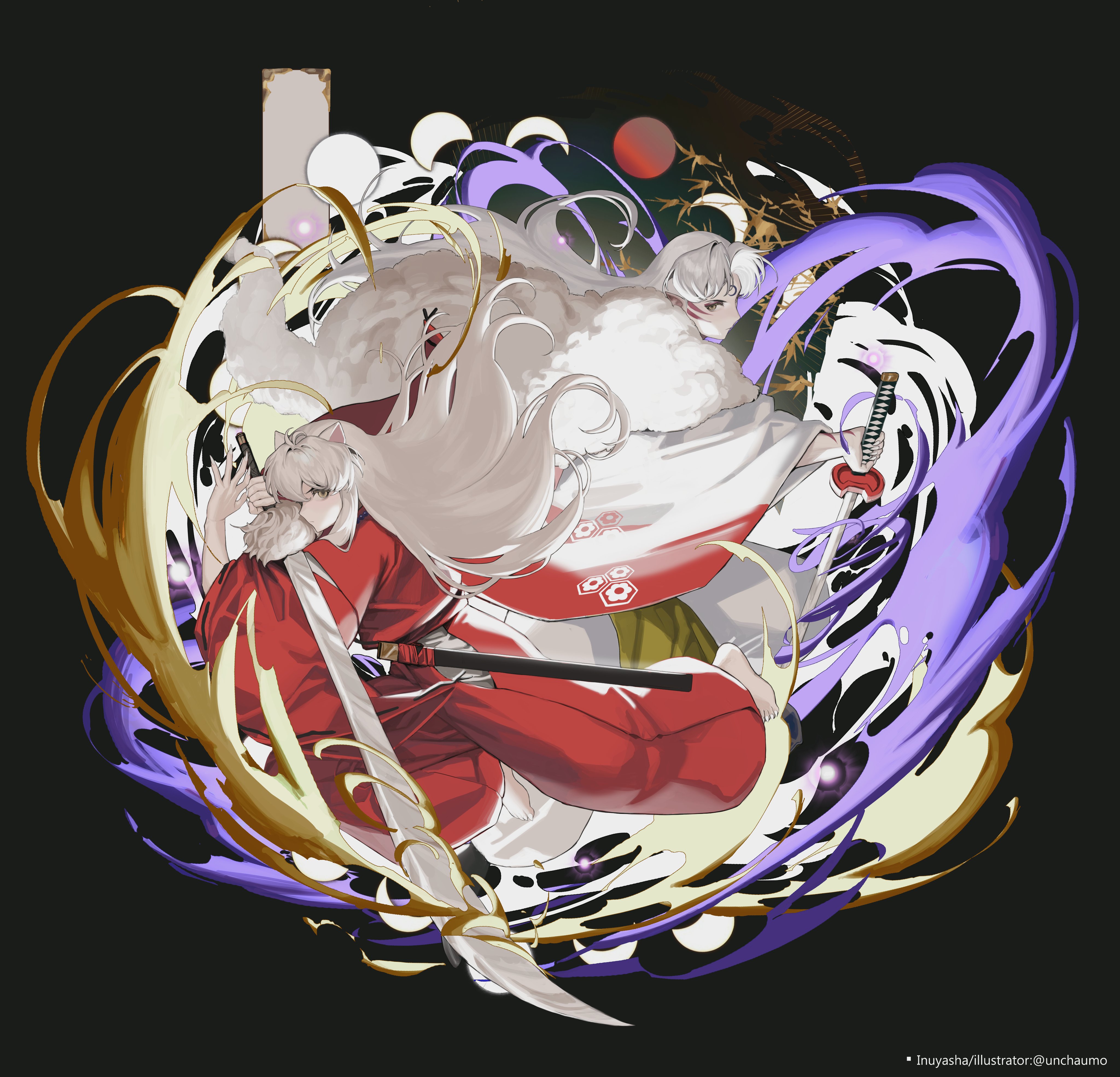 The Big ImageBoard (TBIB) - 2boys absurdres animal ears barefoot black background cbow crescent ...