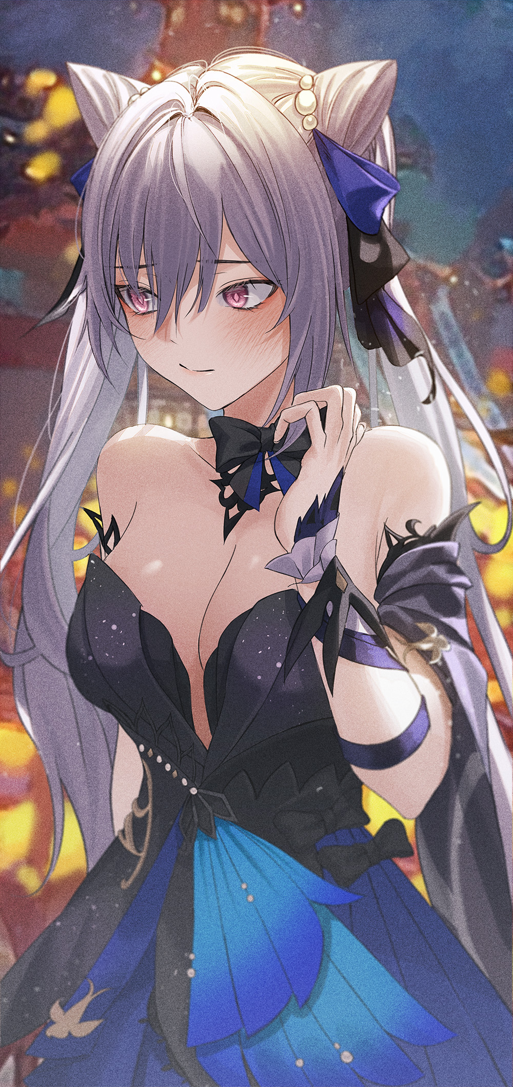 The Big Imageboard Tbib 1girl Bare Shoulders Blush Bow Bowtie