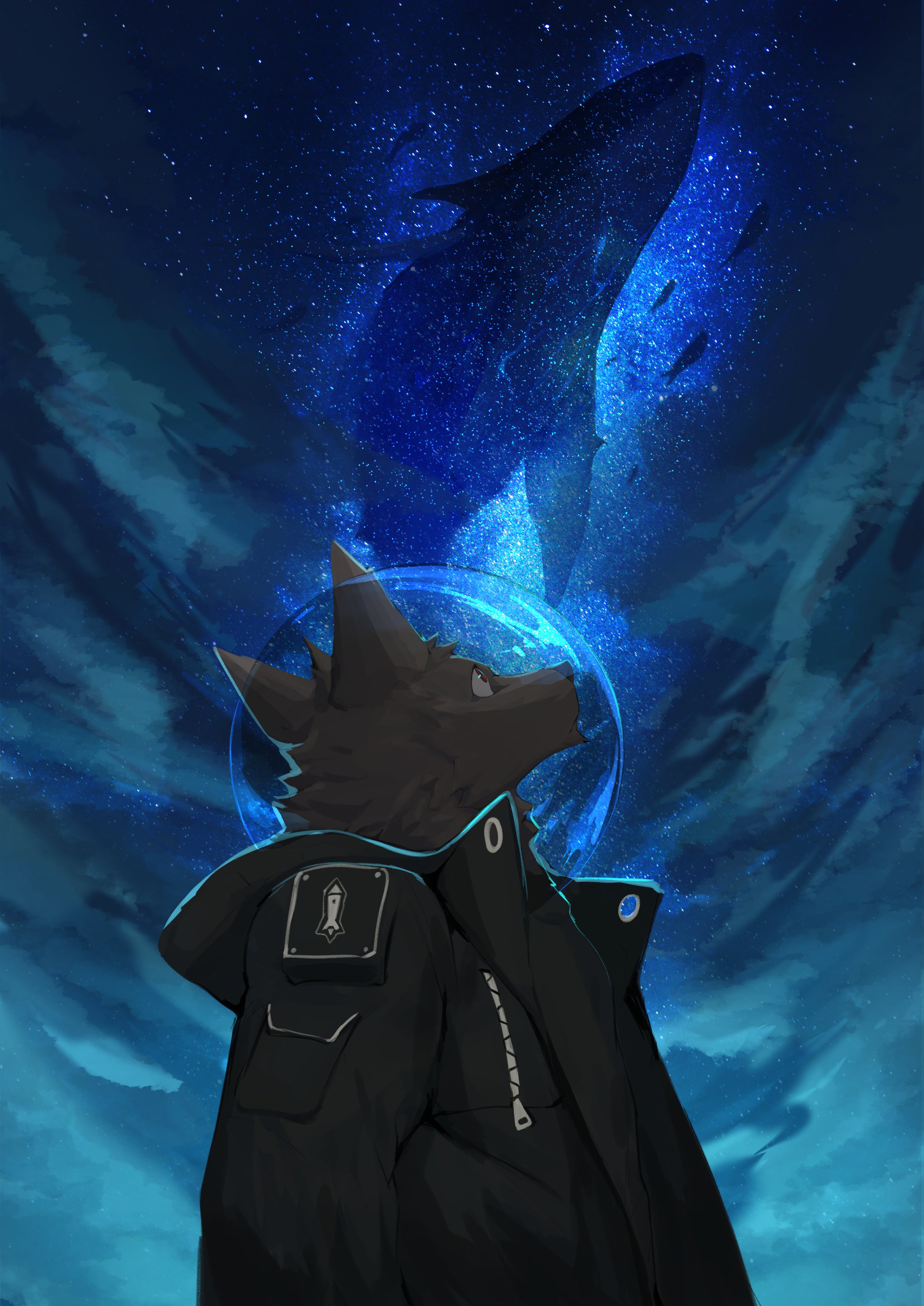 The Big ImageBoard (TBIB) - absurd res black clothing black jacket black topwear canid canine ...